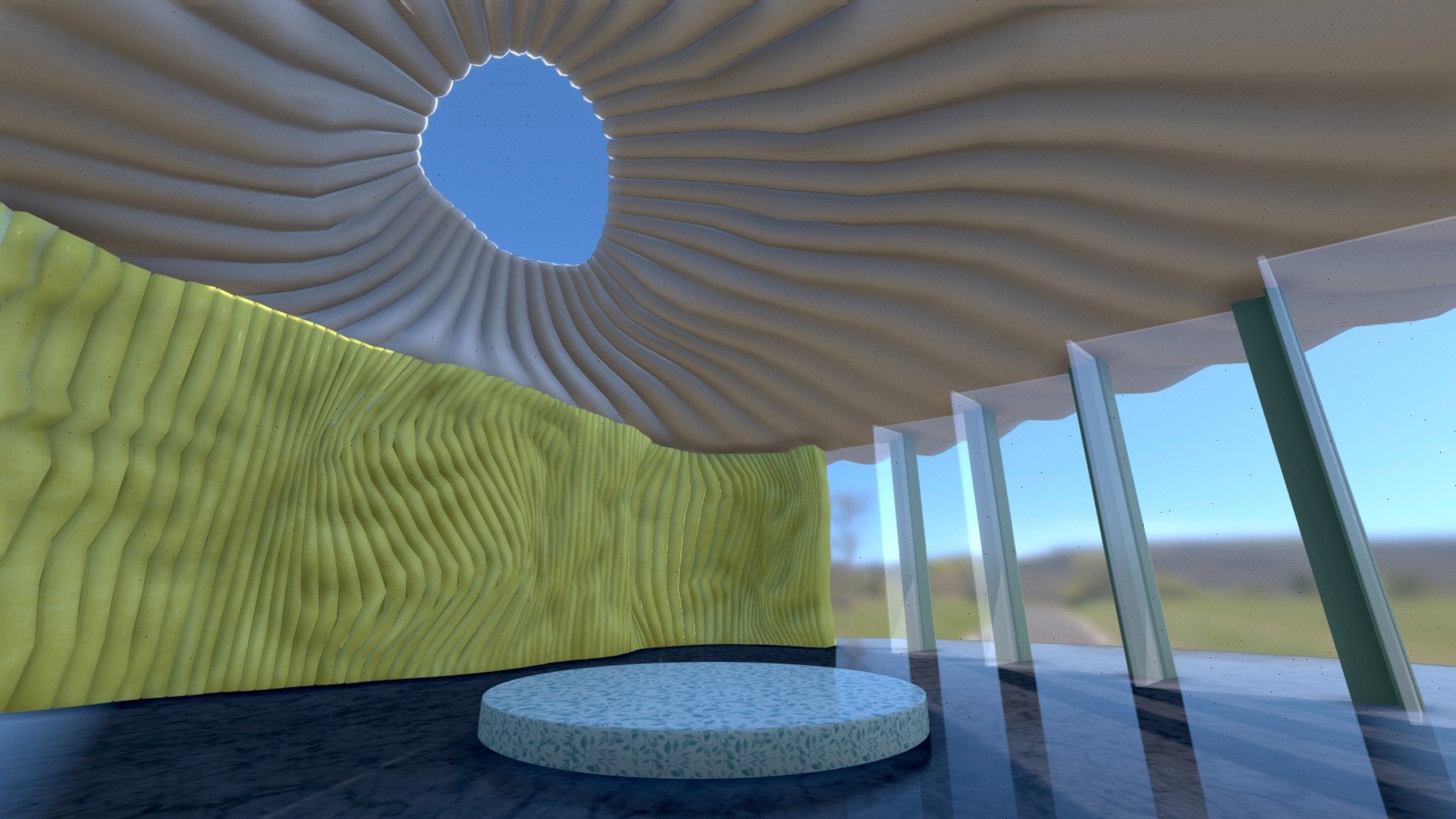 ArchMeta Parametric Elegant Glass Wall Space - Buy Royalty Free 3D ...
