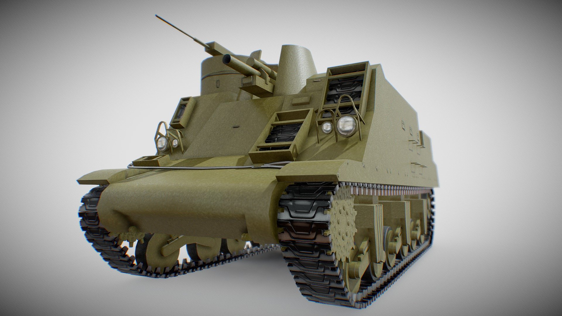 105 mm self-propelled howitzer M7B2 "Priest" - 3D model by AkSdev ...