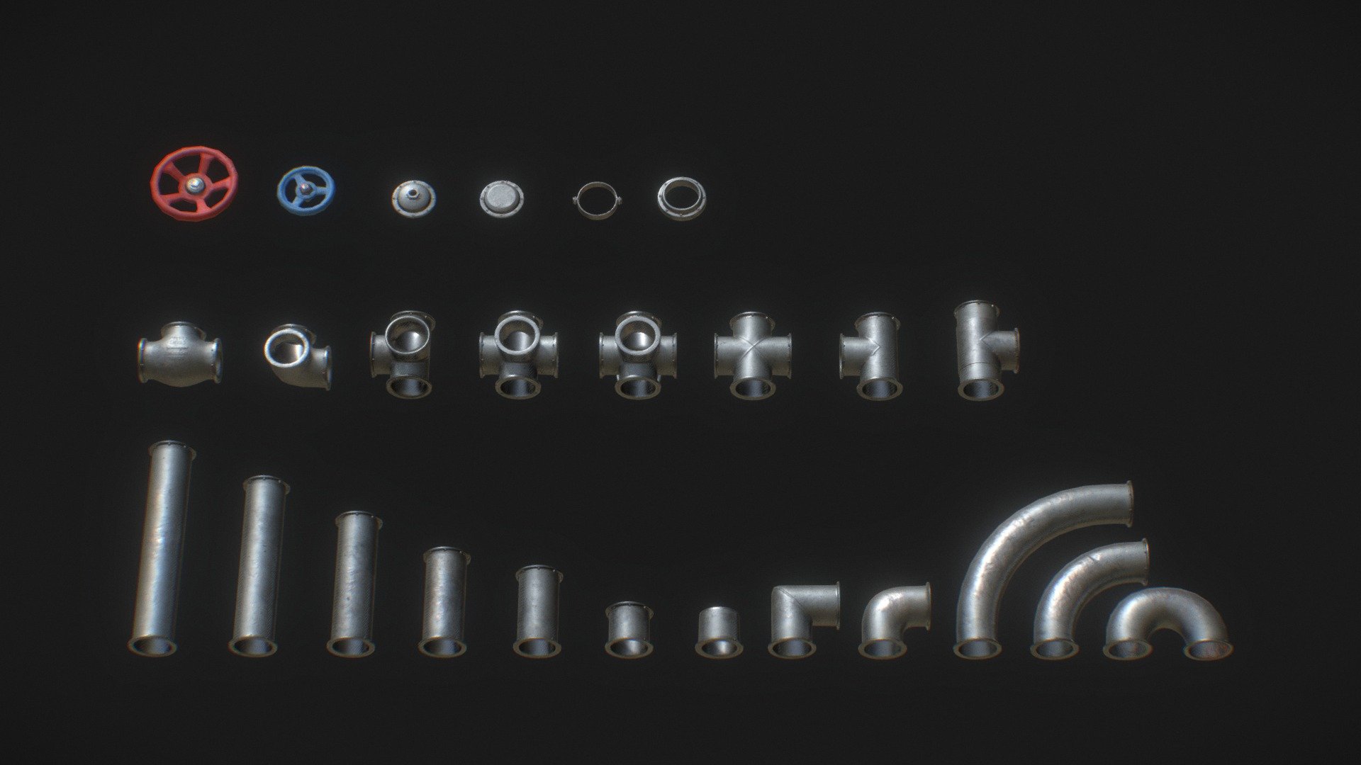 Large Modular Pipes (Metal) - Download Free 3D model by Osian CG ...