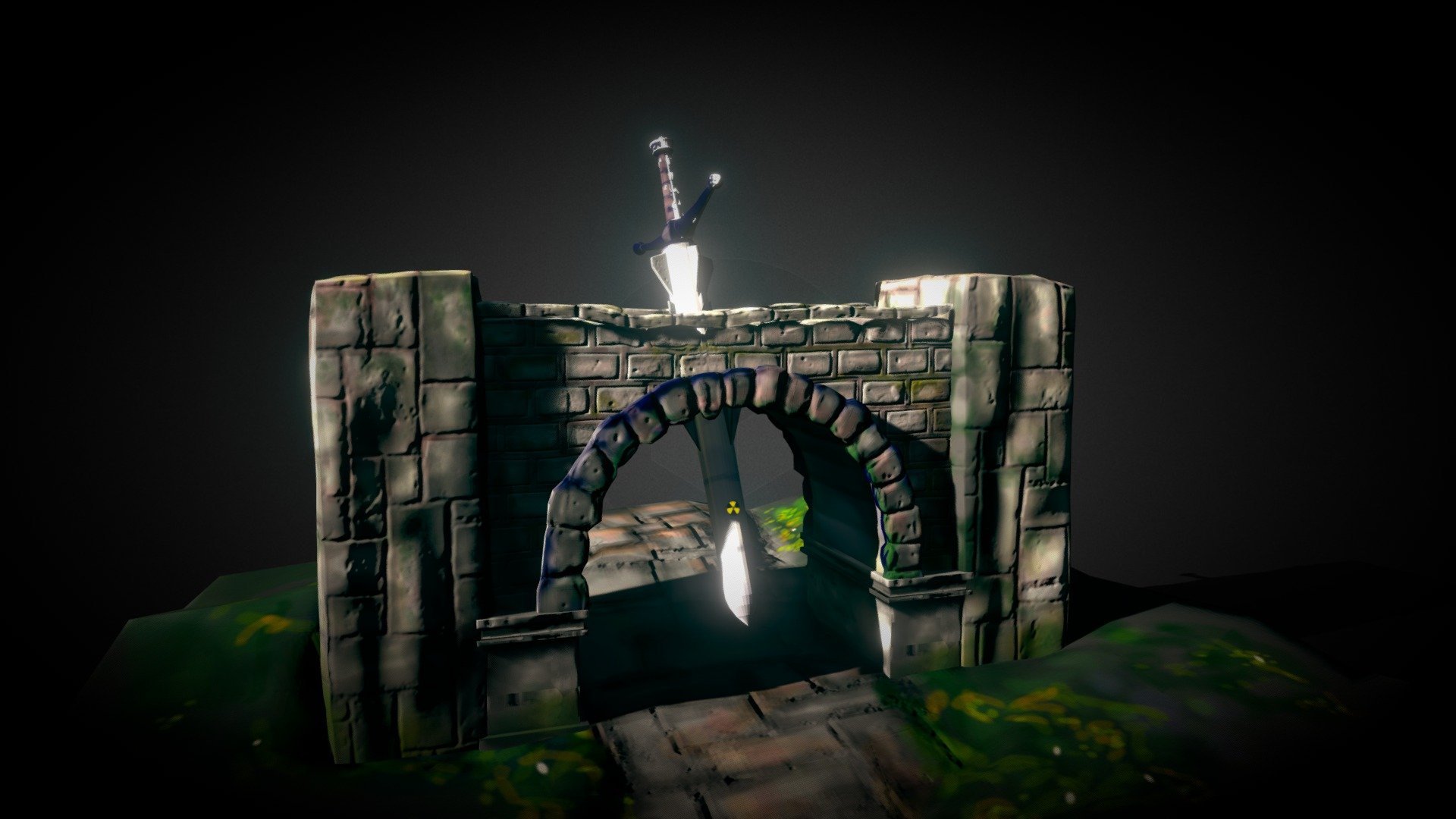 Sword Missile Nuclear Fallen on Medieval Bridge - Download Free 3D ...