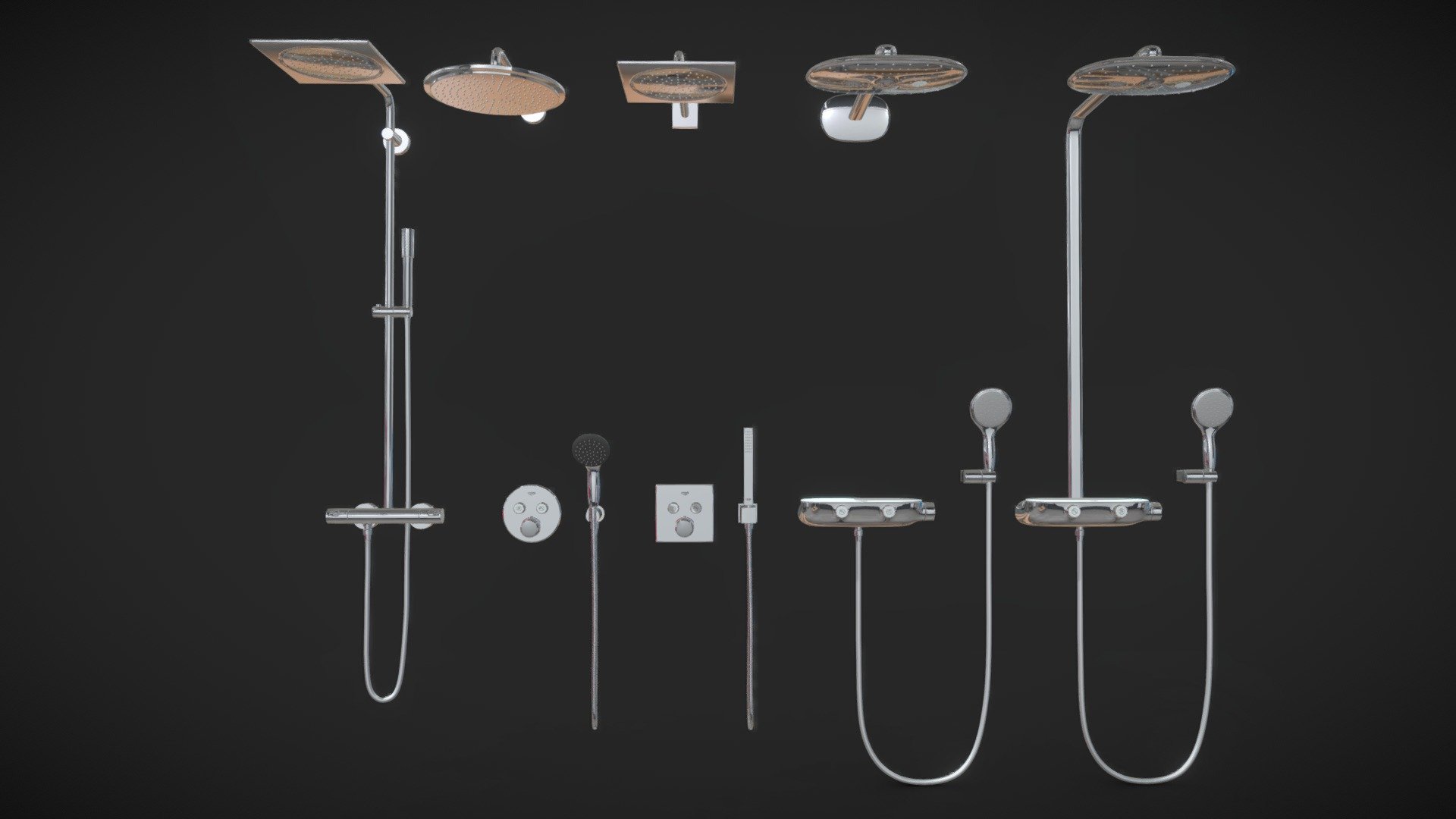 Shower systems GROHE set 96 - Buy Royalty Free 3D model by madMIX ...