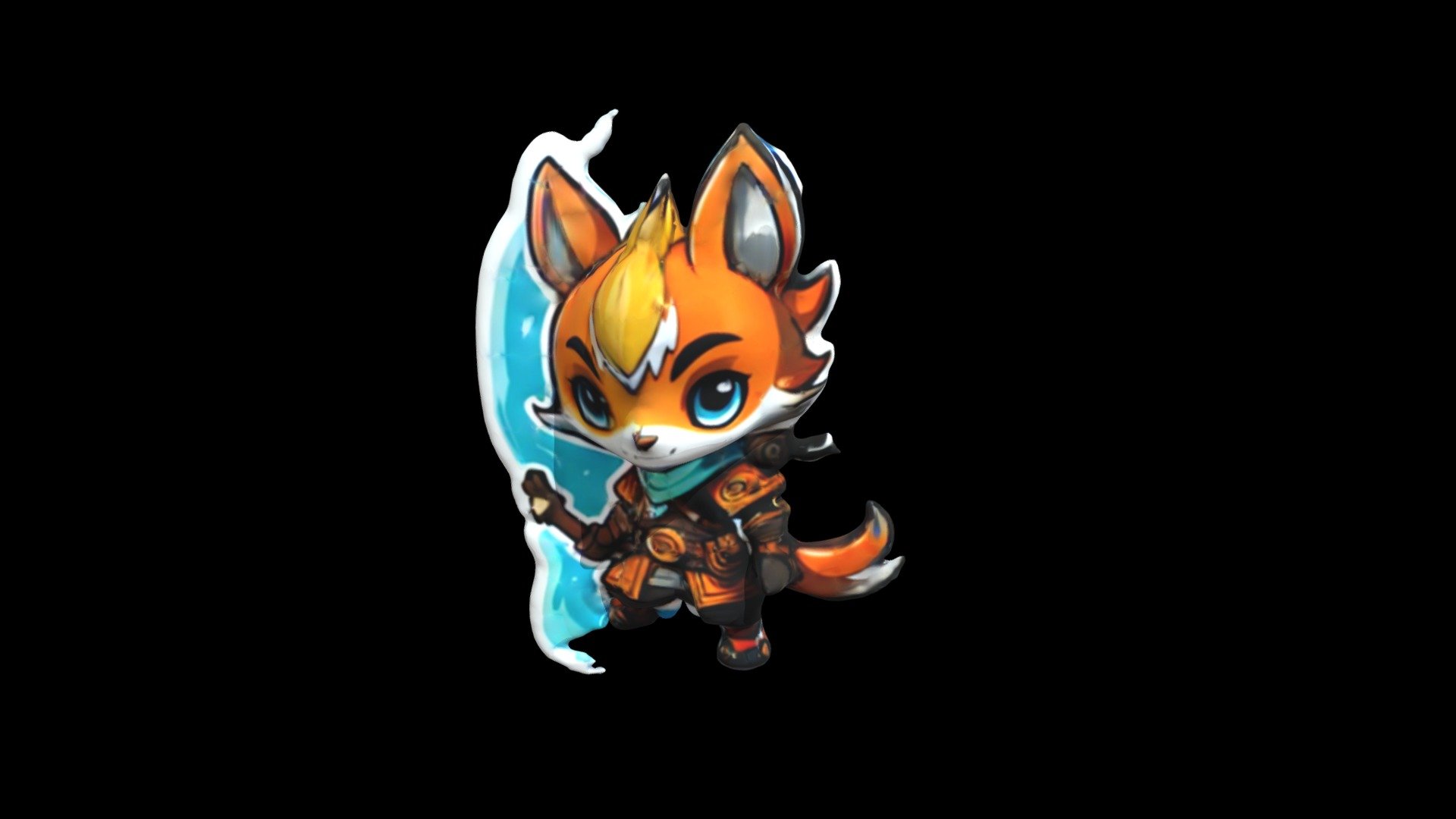 a sticker of a fox holding a stick - Download Free 3D model by klrxyz ...