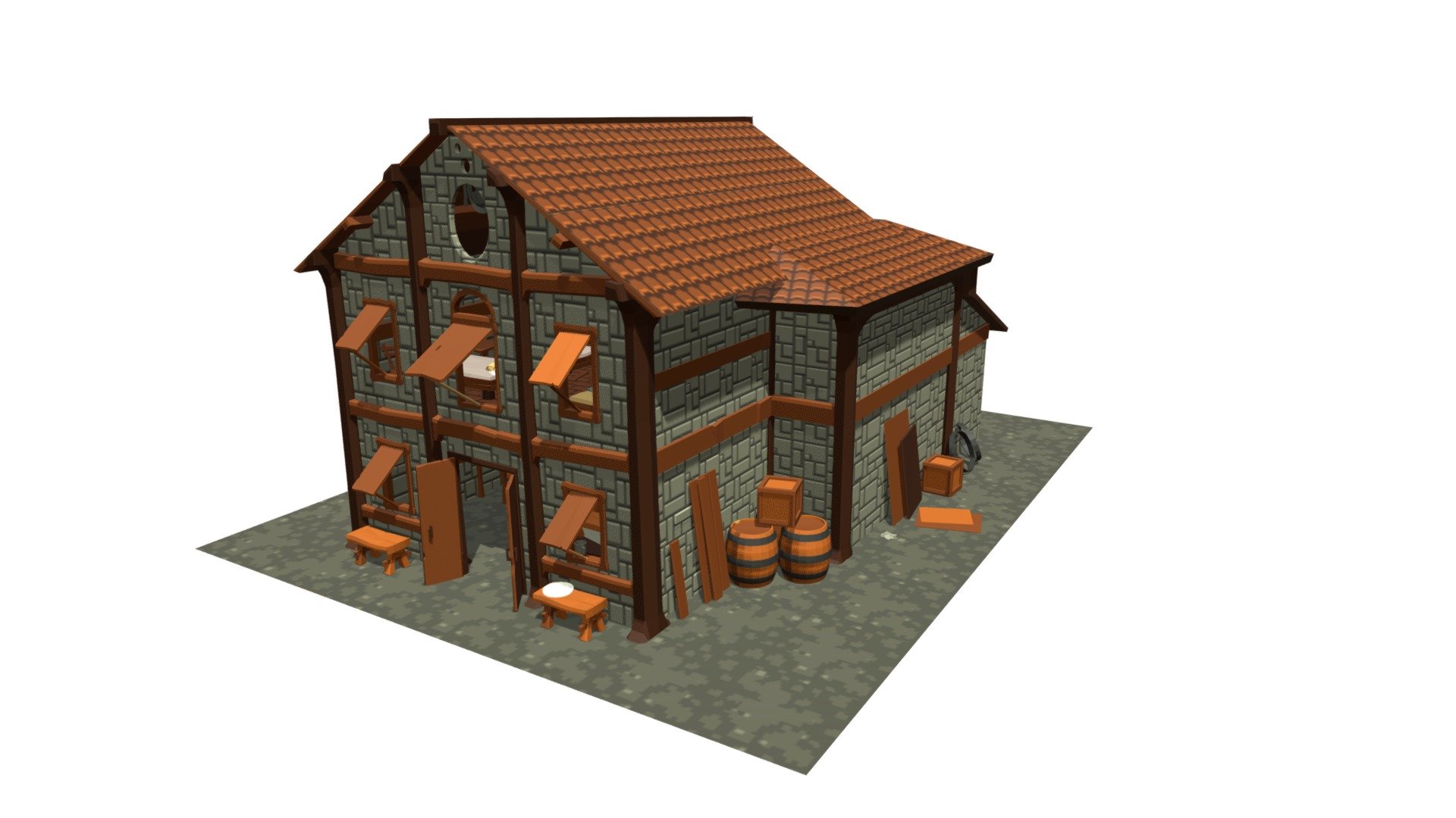 Medieval Tavern LowPoly - 3D model by JL-Kira [b66163b] - Sketchfab