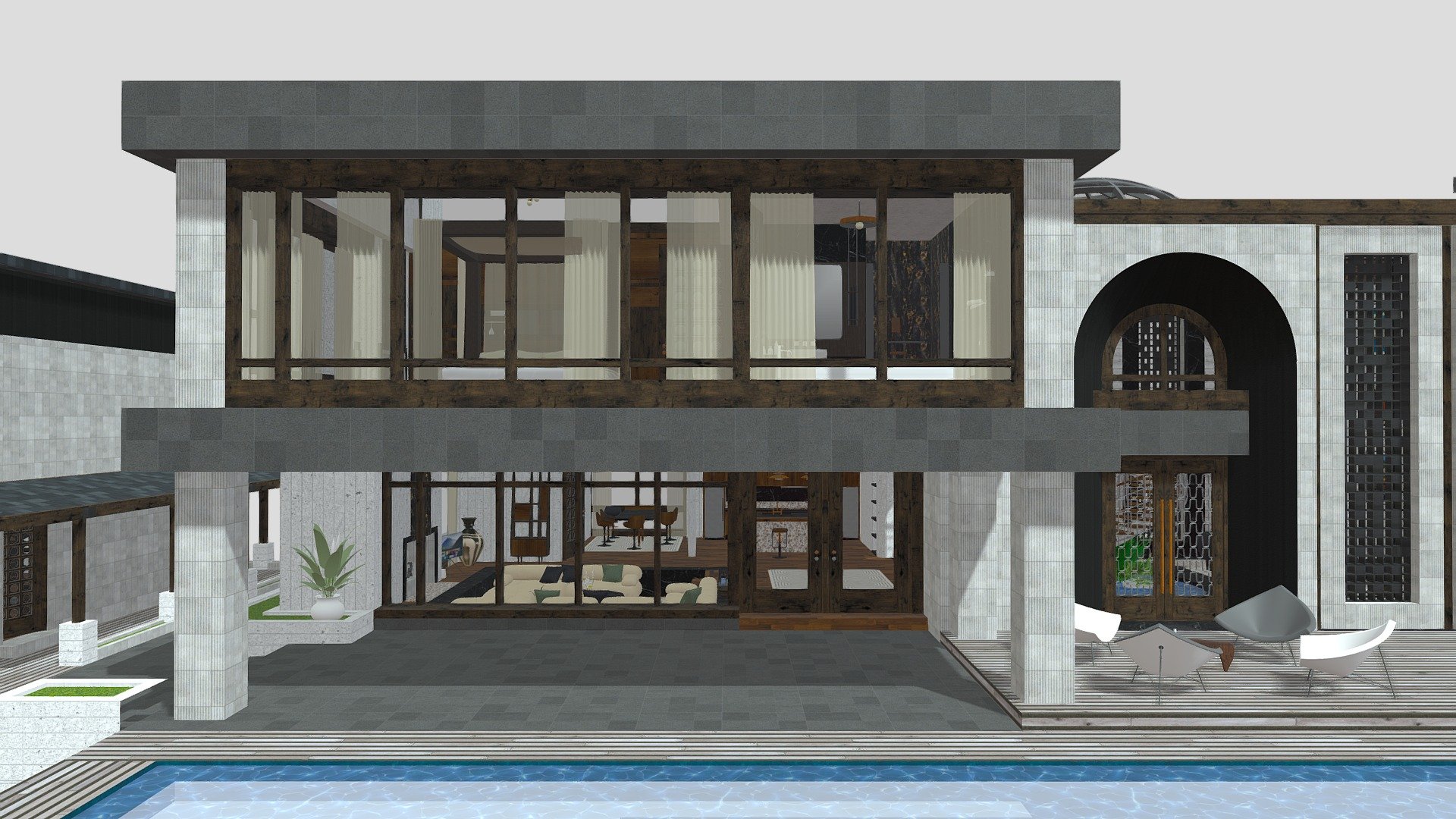Modern House & Guesthouse - 2 Bedroom - Buy Royalty Free 3D model by ...