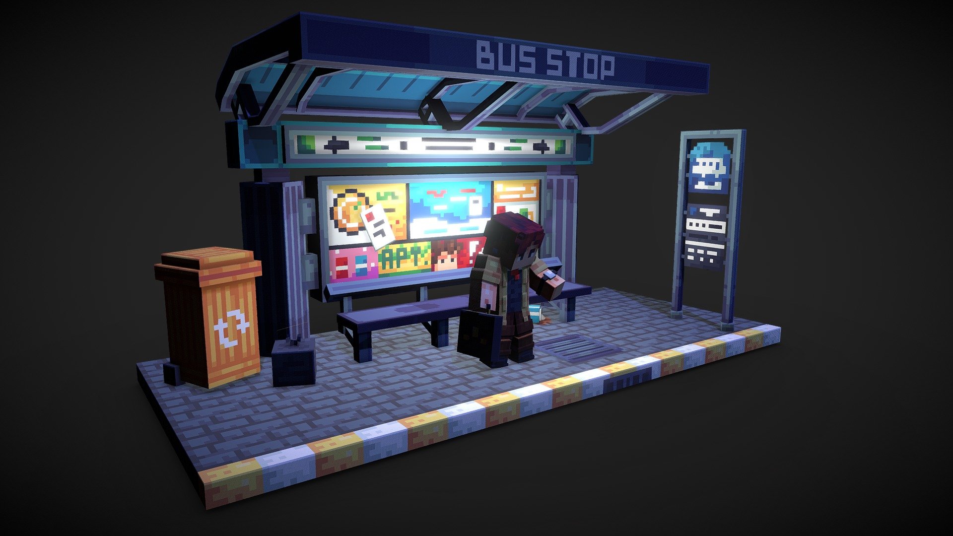 [ MODEL ] Bus stop - 3D model by APYG [b69d547] - Sketchfab