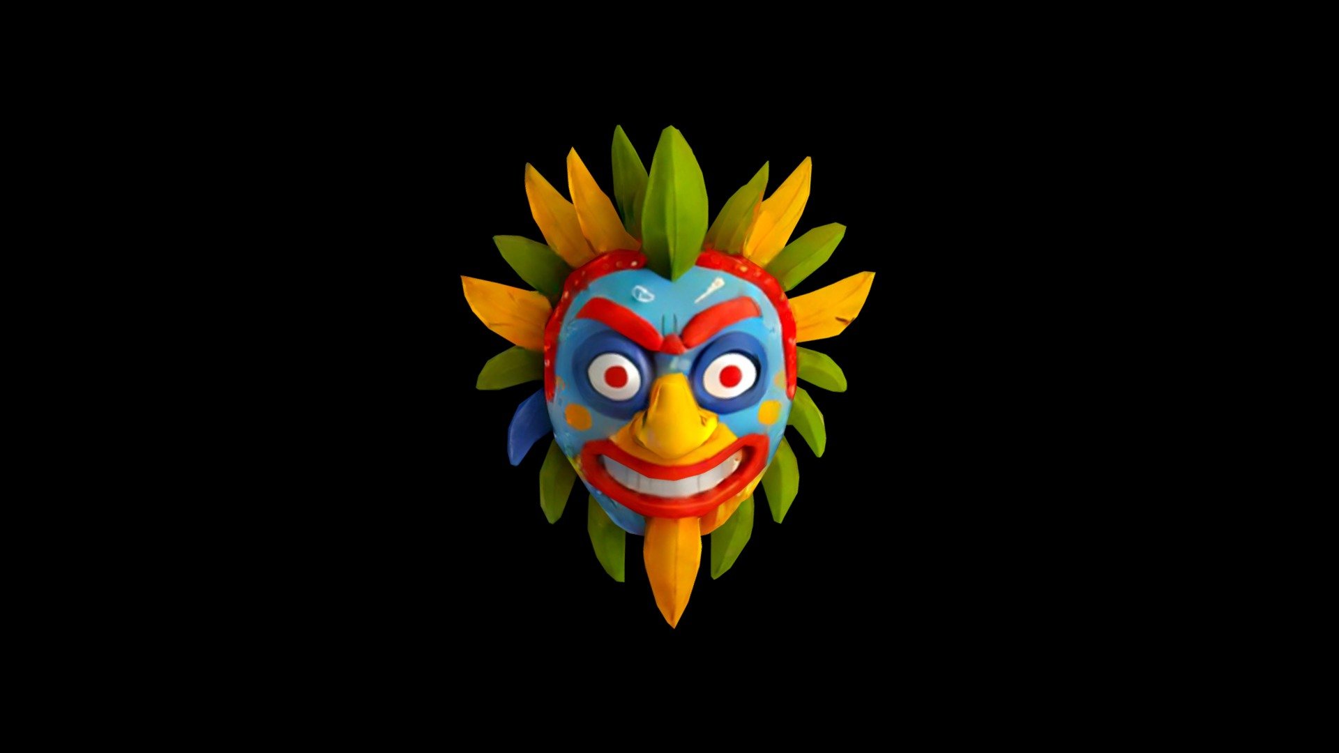 A colorful mask with a big smile, red lips and e - Download Free 3D ...
