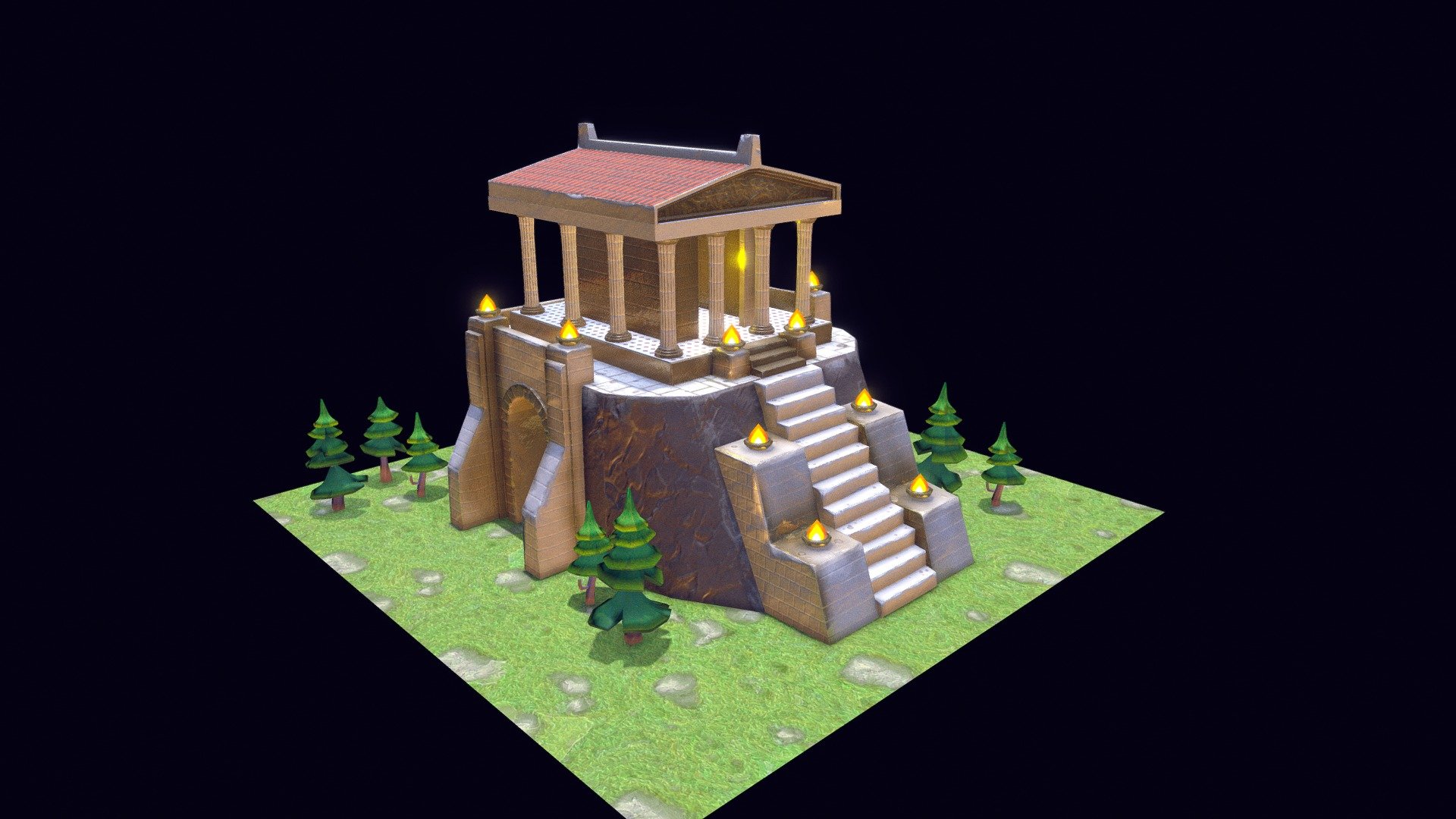 Low Poly Golden Temple - 3D model by Ti. (@Ti.Huang) [b6b26a3] - Sketchfab