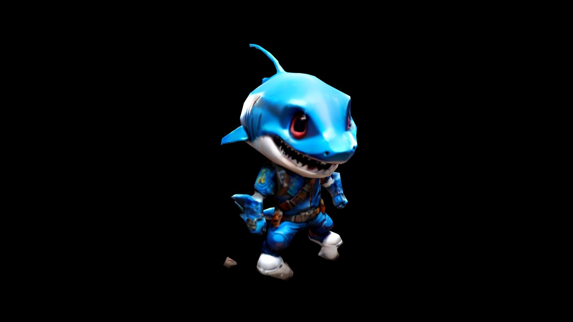 A cute blue shark boy from a video game with red - Download Free 3D ...