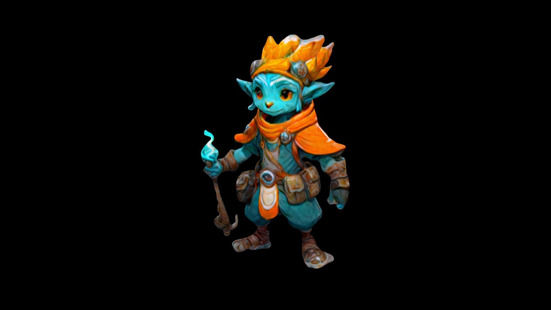 a blue creature dressed as a traveler it has a s - Download Free 3D ...