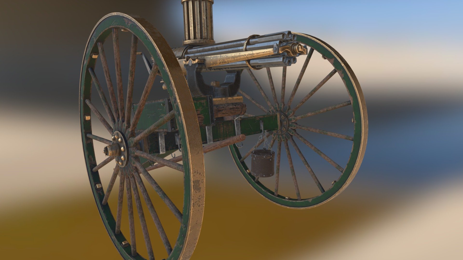 Gatlin Gun - Download Free 3D model by polyguns [b6d59c7] - Sketchfab