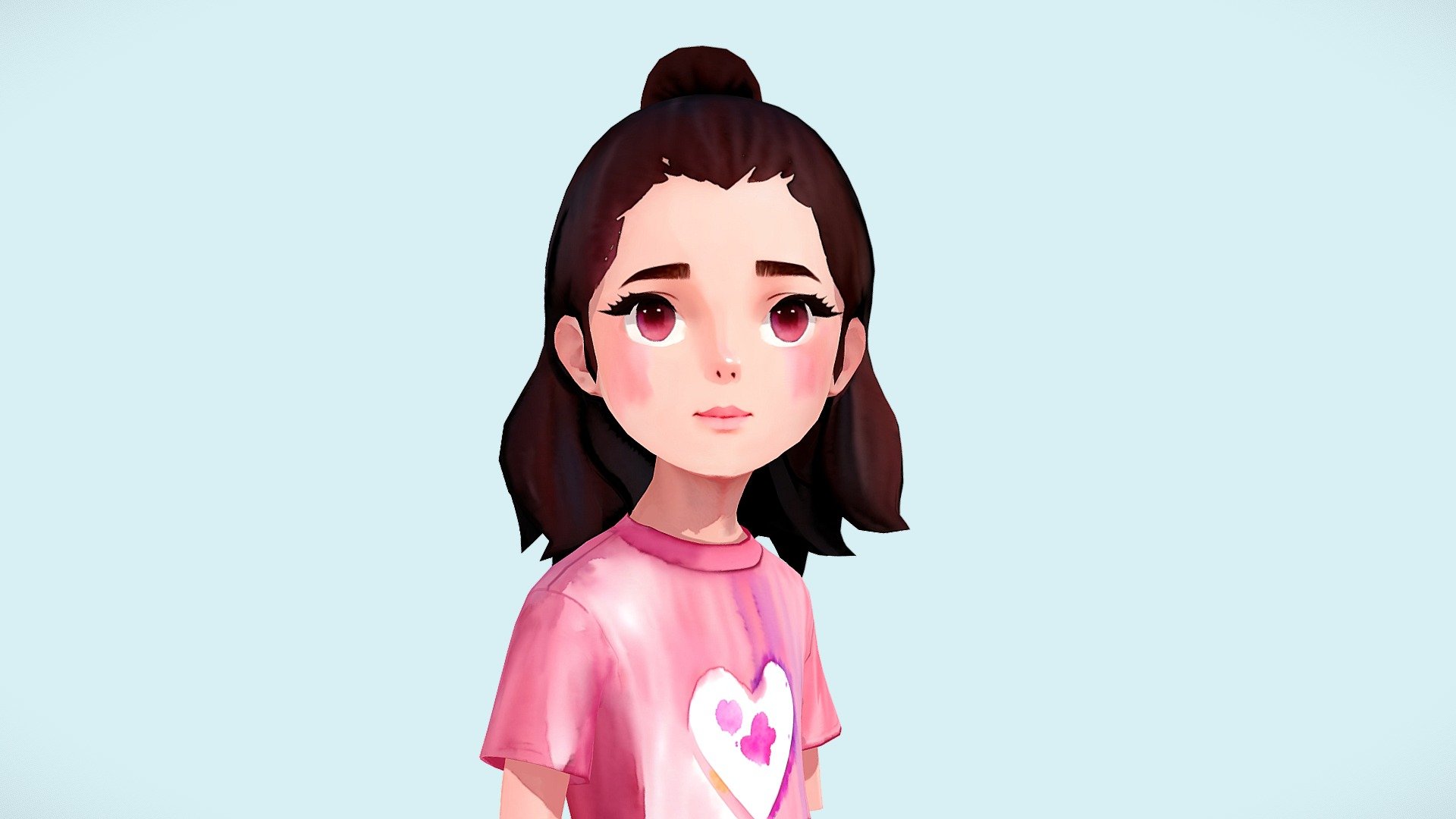 Handpainted watercolor anime girl - Download Free 3D model by Anna ...