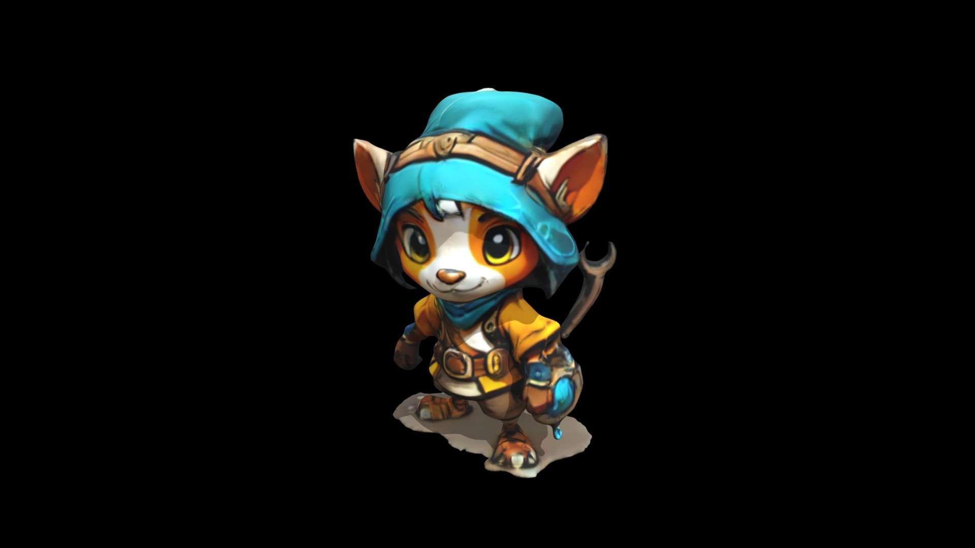 a drawing of a cat wearing a blue hat and sca - Download Free 3D model ...