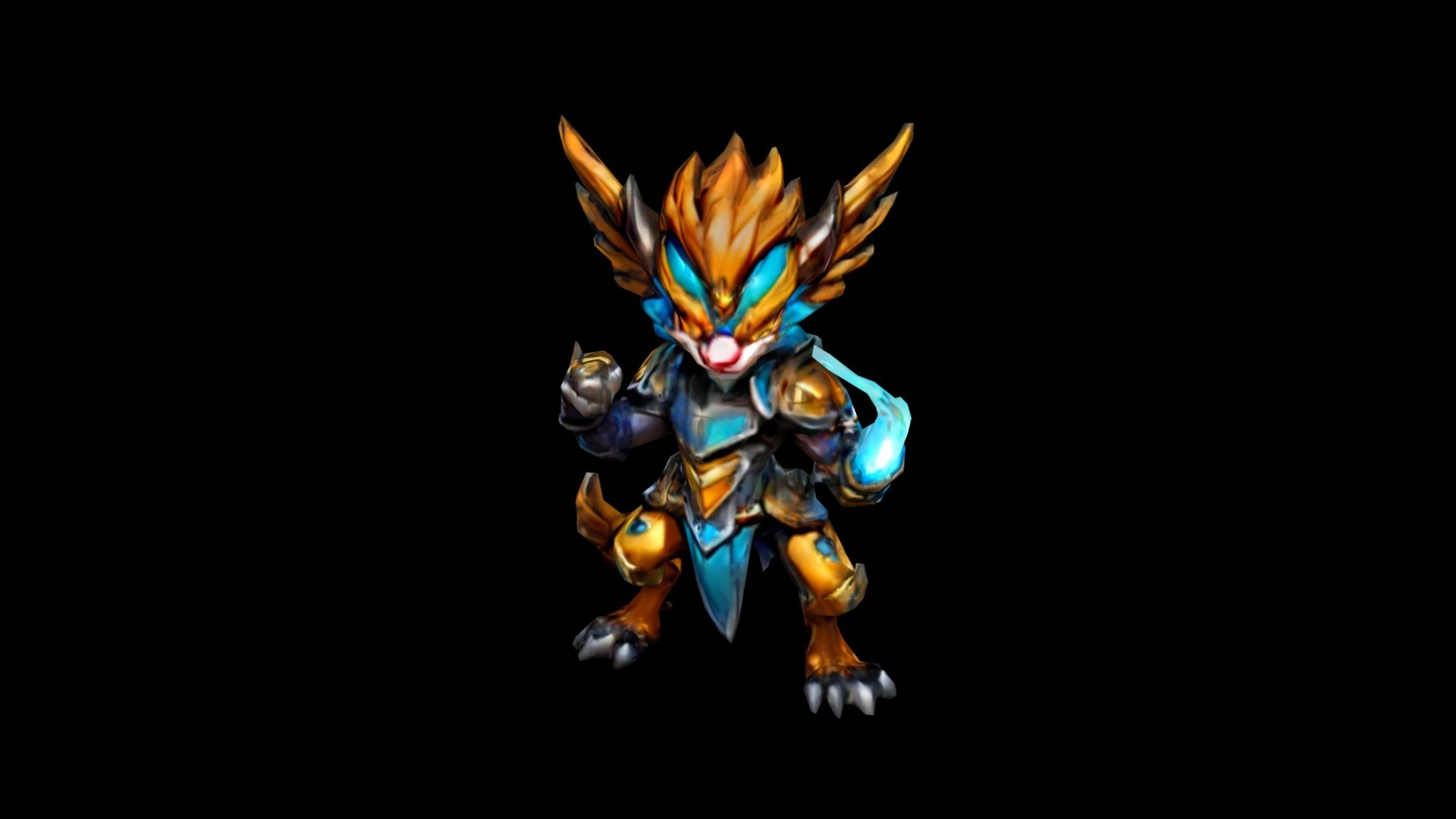 "Fierce Fighter Cat with Golden Wings and Claws" - Download Free 3D ...