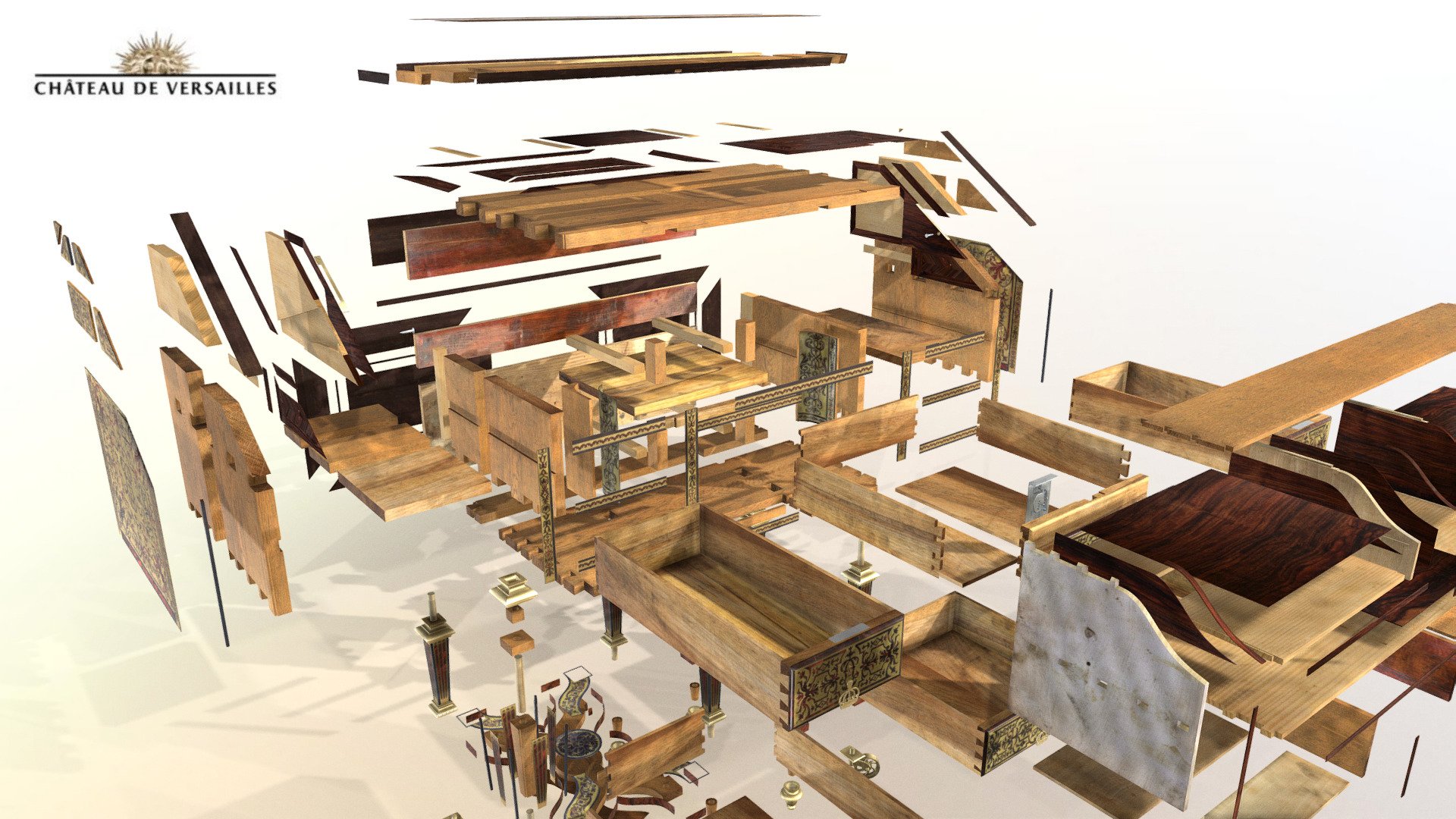 Petit bureau avec plateau rabattable - XIXème - 3D model by Château de ...