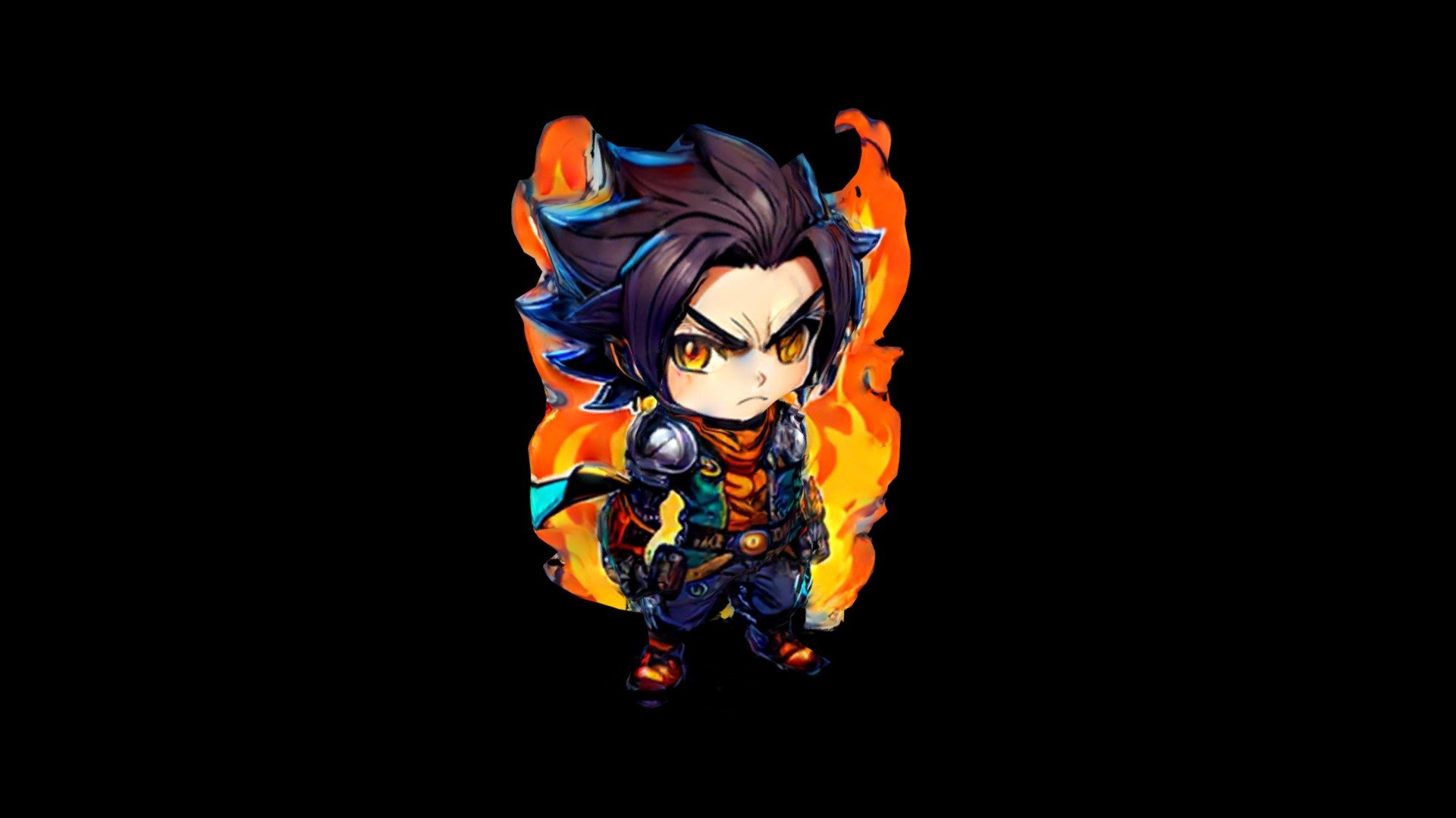 A chibi style image of a blue-haired male charac - Download Free 3D ...