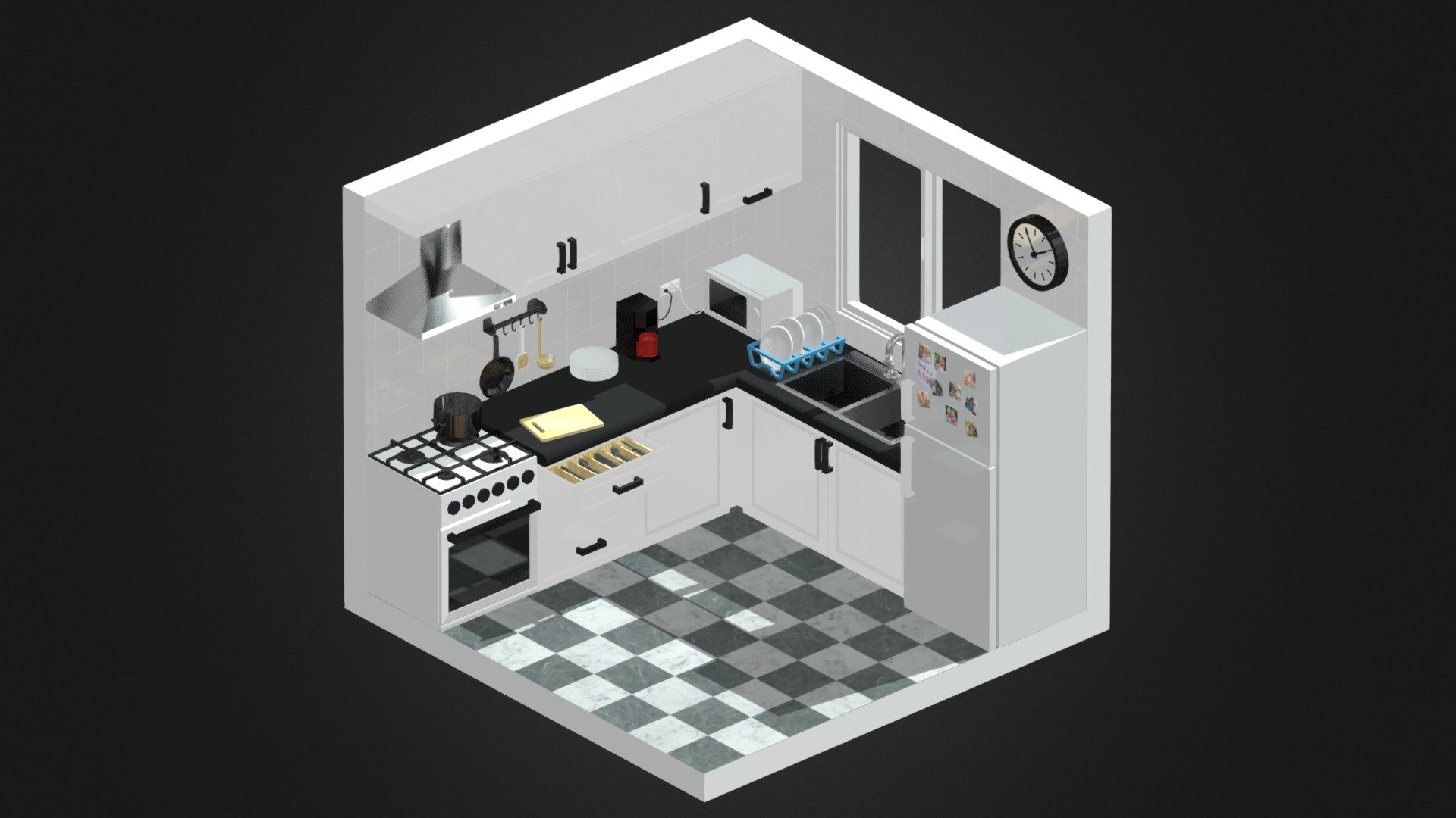 Low Poly Isometric Kitchen - 3D model by amurin [b70efbc] - Sketchfab