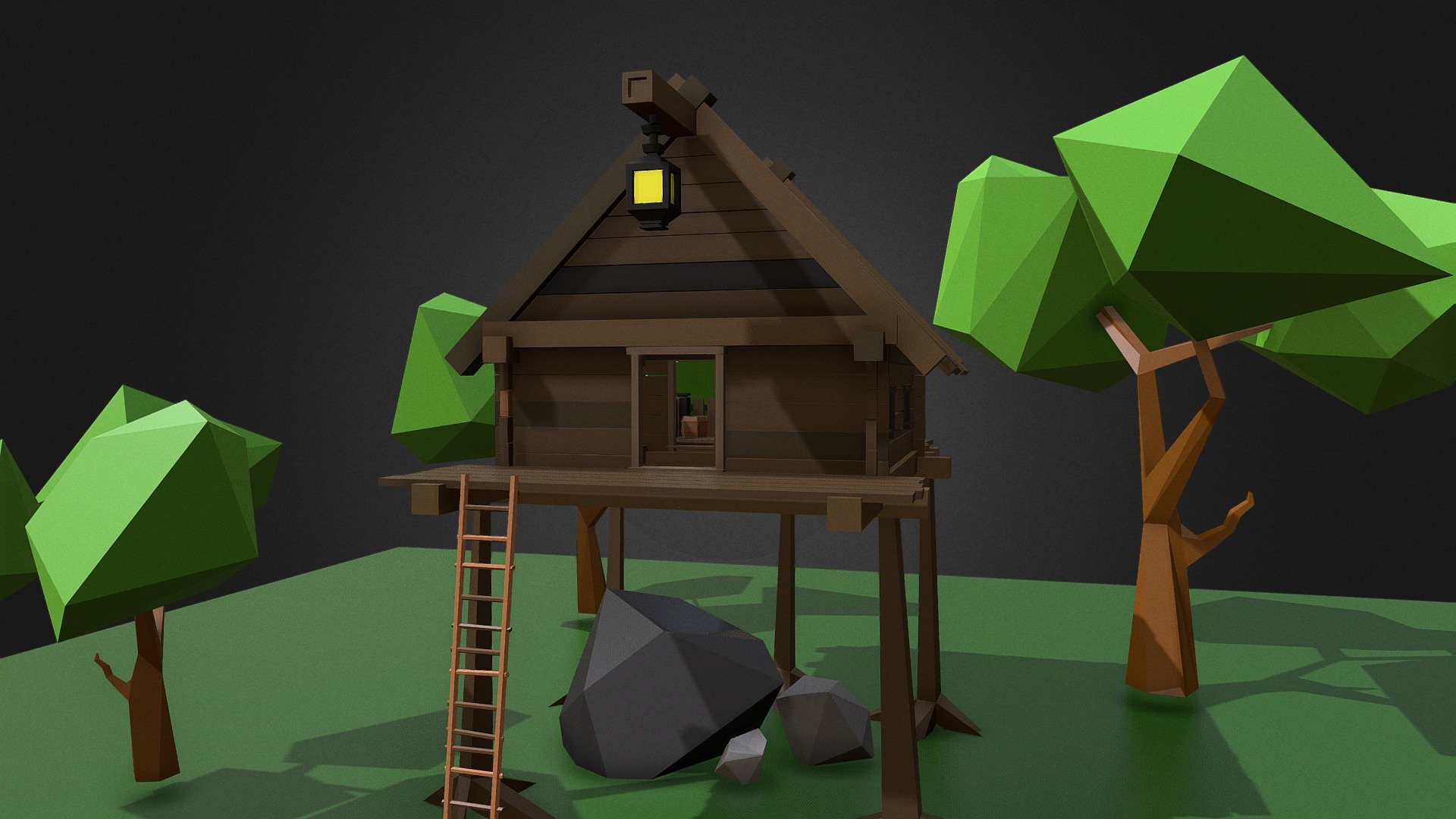Low Poly Wood House On Trunks - 3D model by Funky (@vojka93) [b713349 ...
