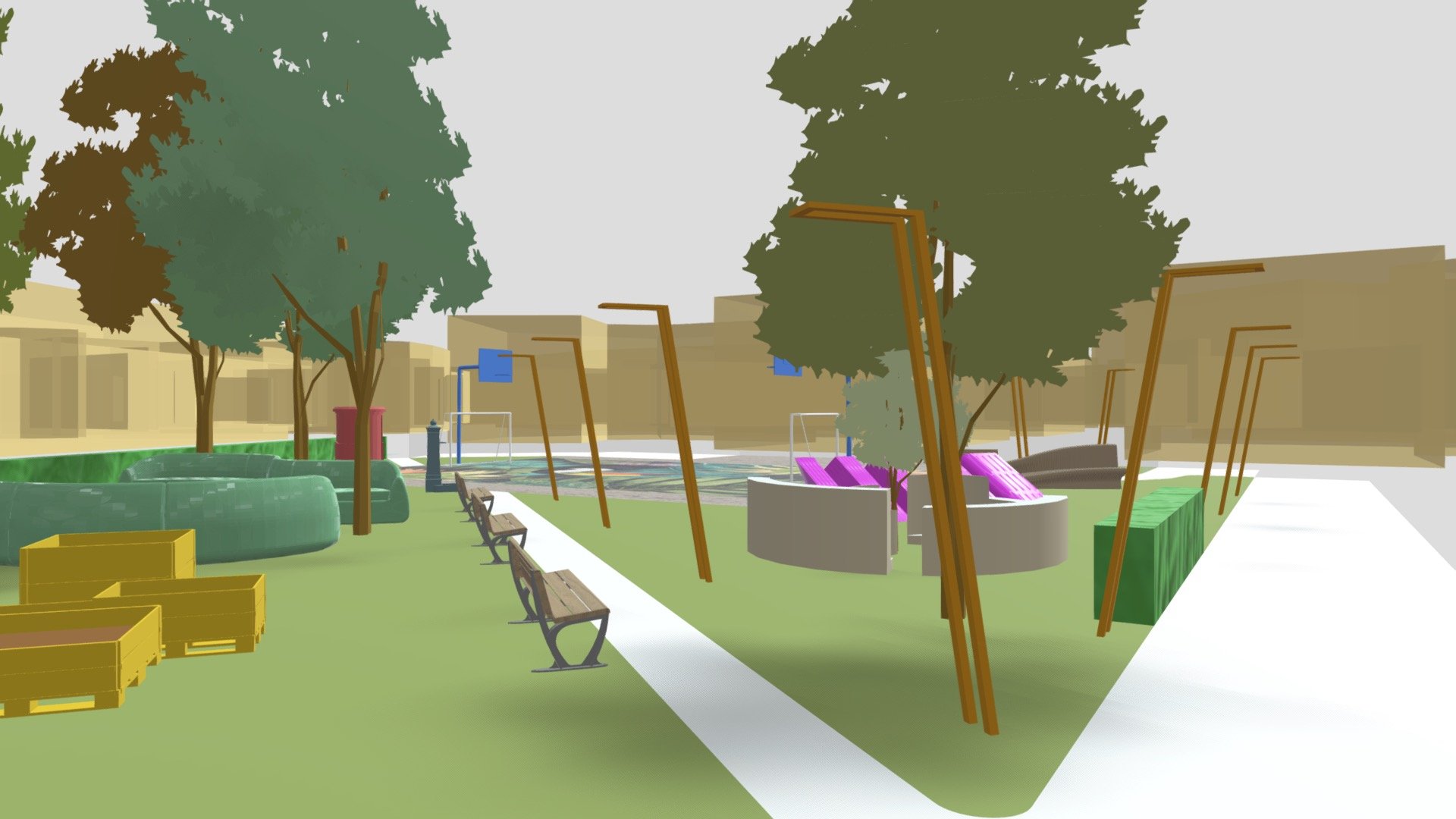 Playground in the city - Download Free 3D model by frankmatt [b71d569 ...