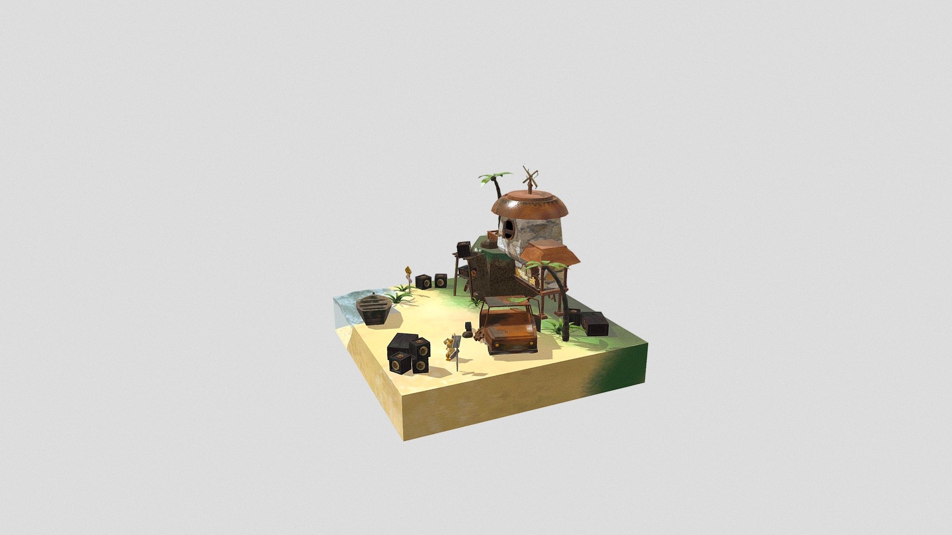 Beach Side Diorama - 3D model by rew (@rewrewrewrew) [b7247f0] - Sketchfab