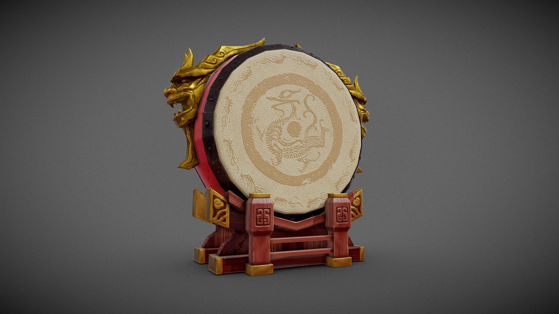 Golden Dragon drum - 3D model by LHgogogo [b742b17] - Sketchfab