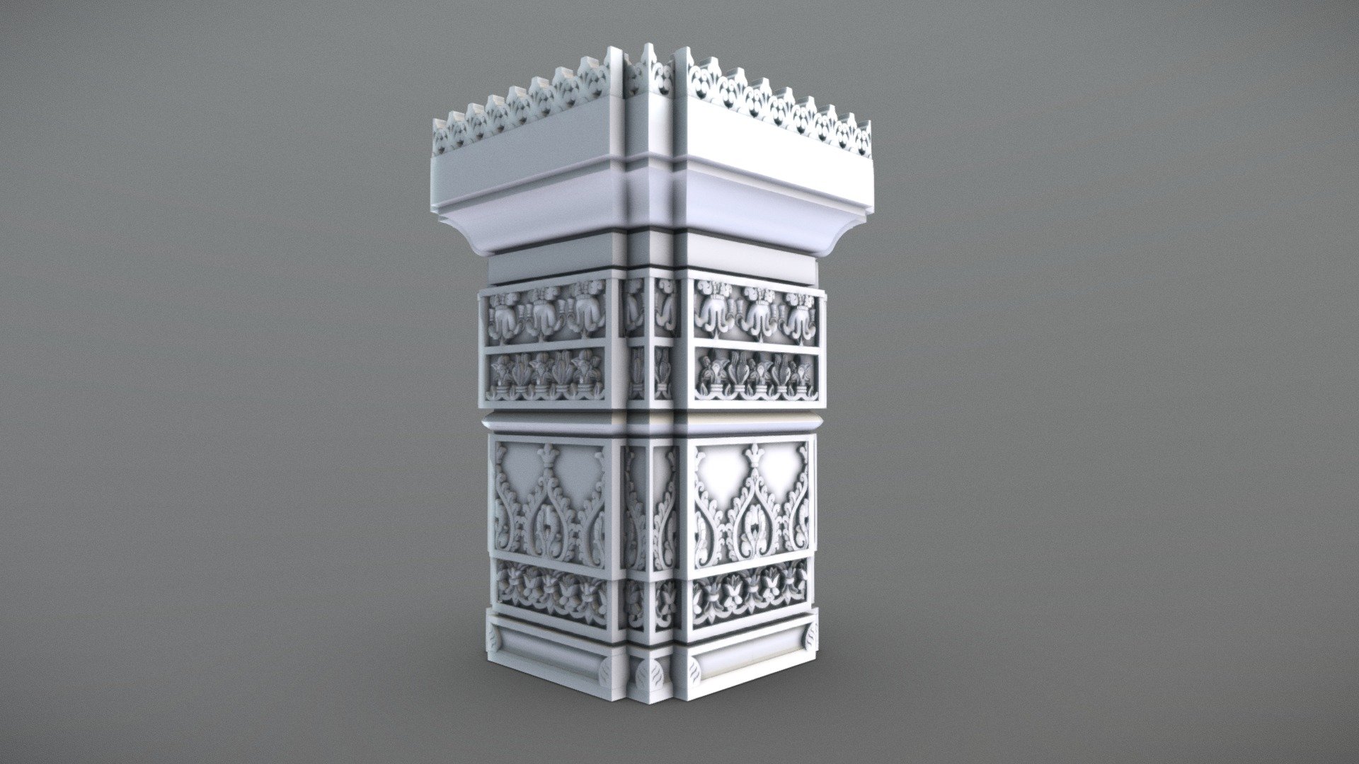 BAPS Swaminarayan Mandir Pillar 4 - 3D model by Harit (@hrtchavda) [b74d2db] - Sketchfab