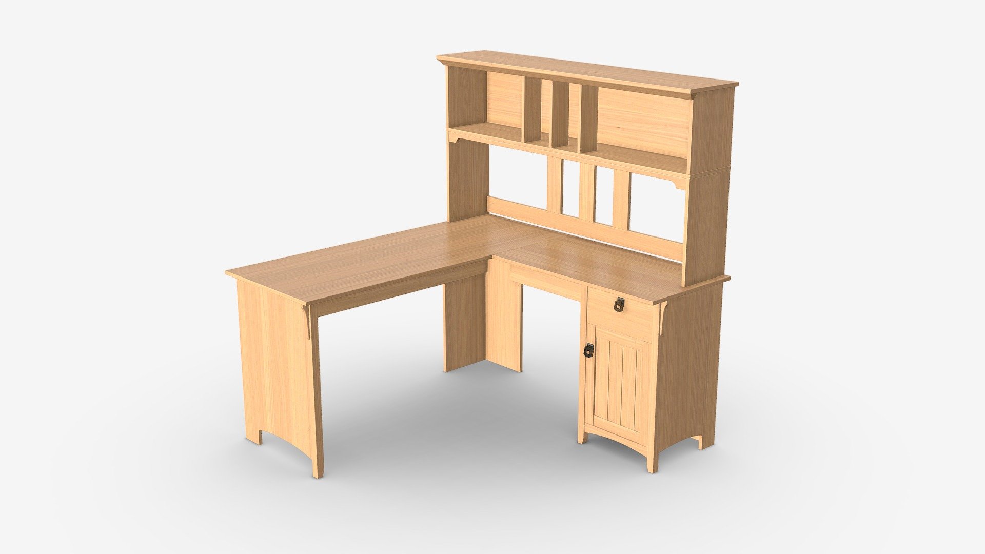 L-shape Desk with Shelf - Buy Royalty Free 3D model by HQ3DMOD ...