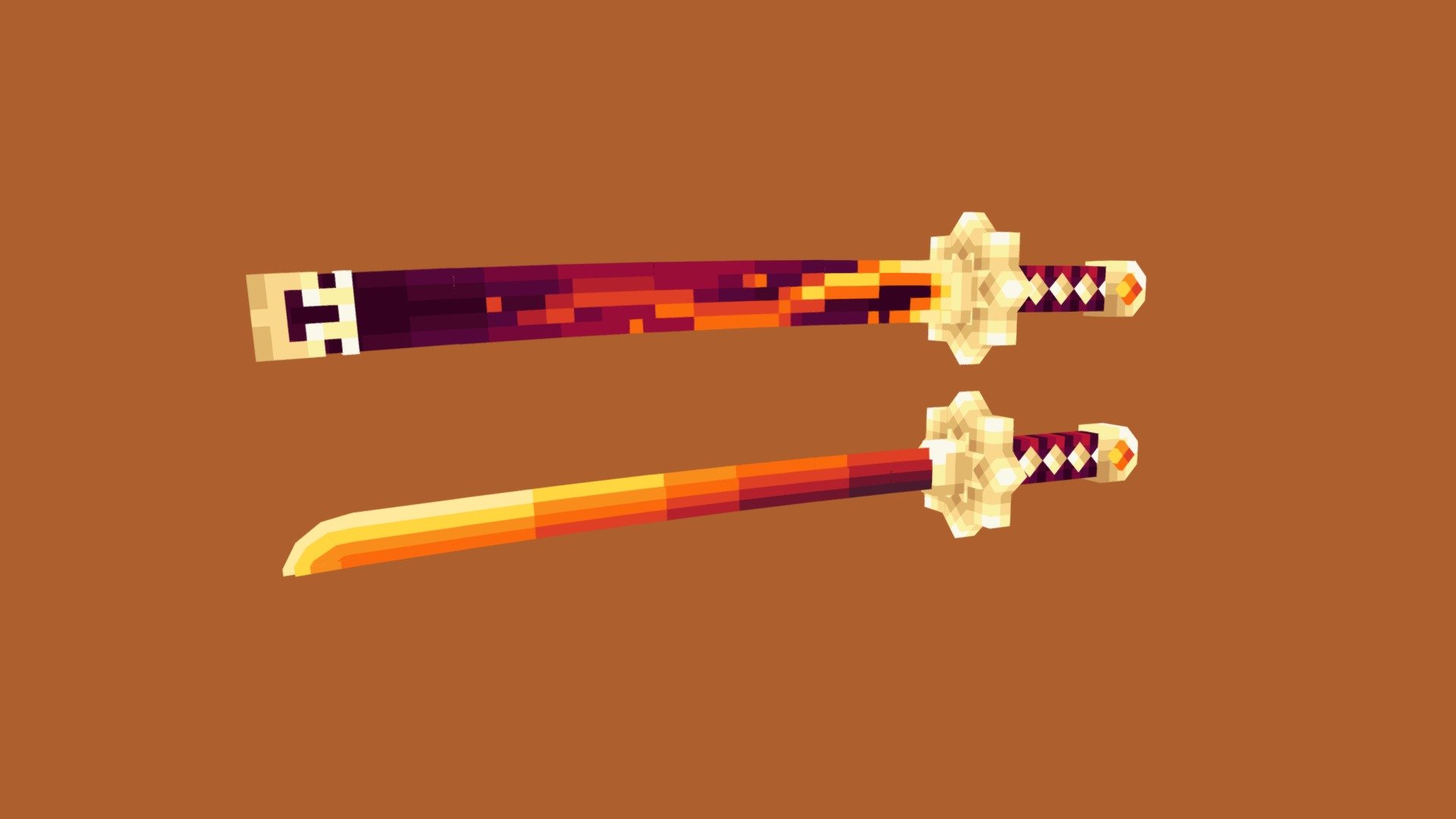 Fire katana with sheath - 3D model by Reavez [b76a841] - Sketchfab