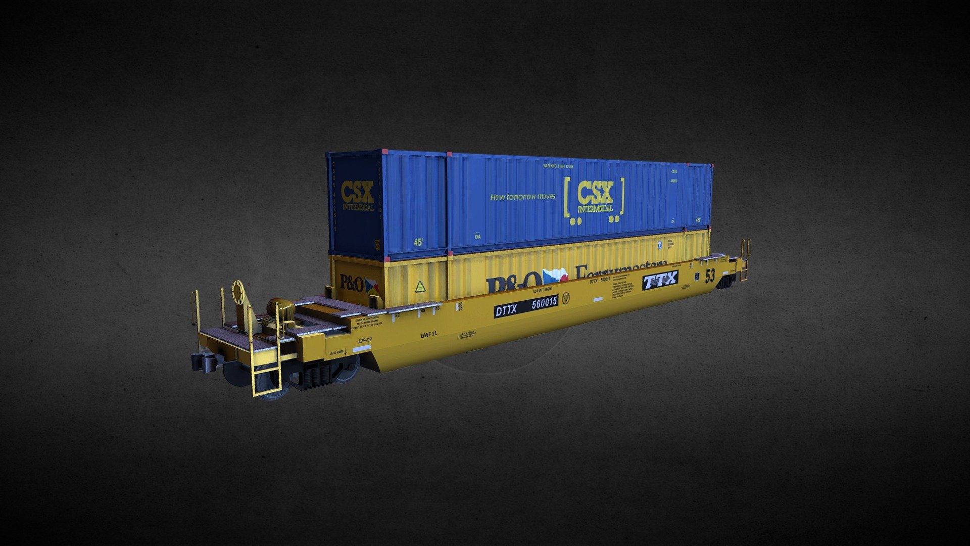 Gunderson 53ft WellCar DTTX - Buy Royalty Free 3D model by maikchaos [b78c4eb] - Sketchfab Store