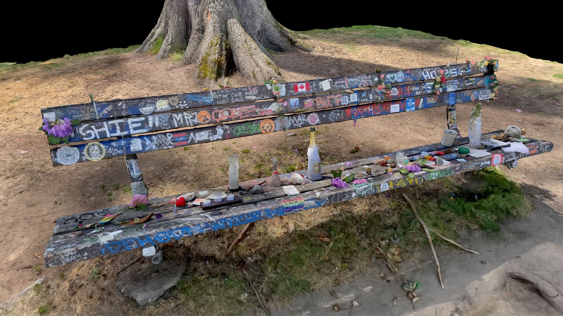 Kurt Cobain Memorial Bench - 3D model by wboony [b7a2582] - Sketchfab