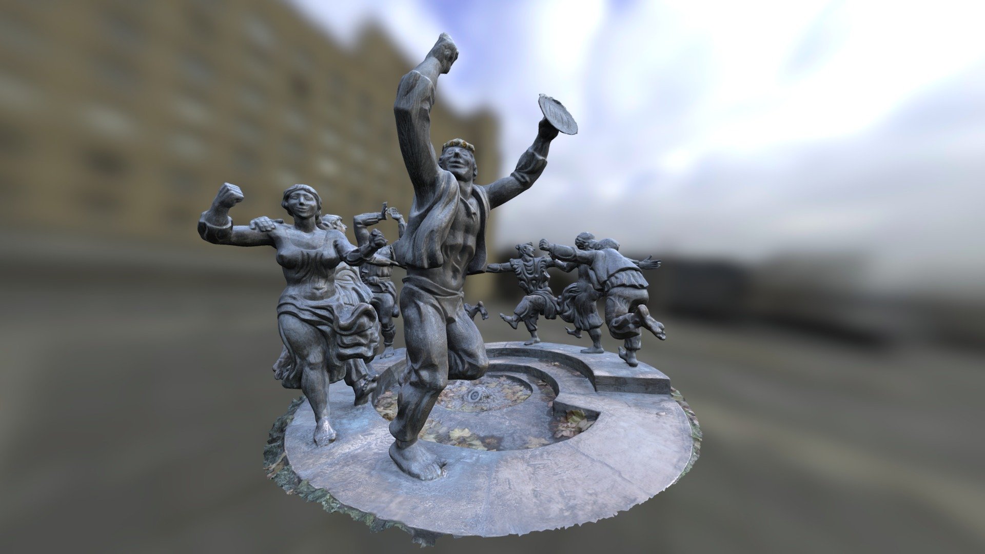 Berikaoba (ბერიკაობა) dance statue in Tbilisi - Download Free 3D model ...
