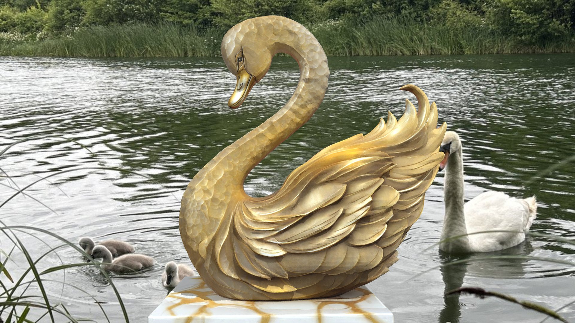 Golden Swan - 3D model by public-art.uk [b7b55ff] - Sketchfab