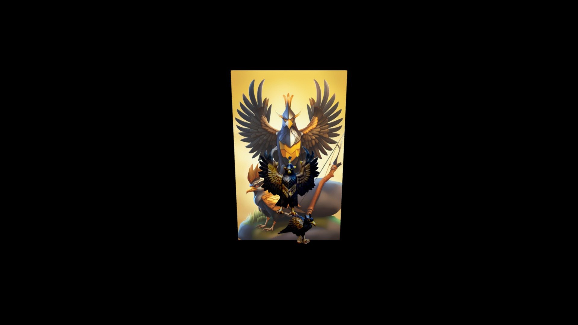 Two Birds with a Bow and Arrow on a Rock T - Download Free 3D model by ...
