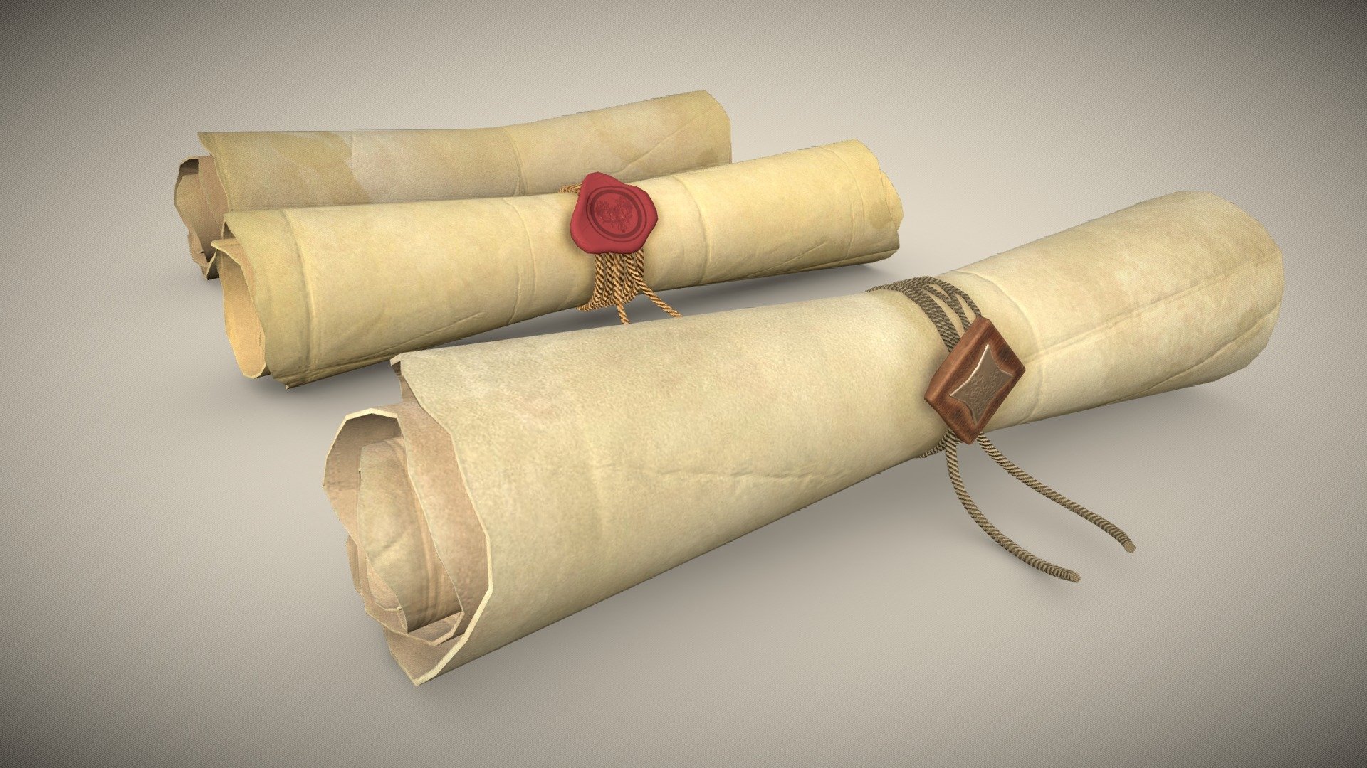 Set of three papyrus scrolls PBR Low-poly 3D mod - Buy Royalty Free 3D ...