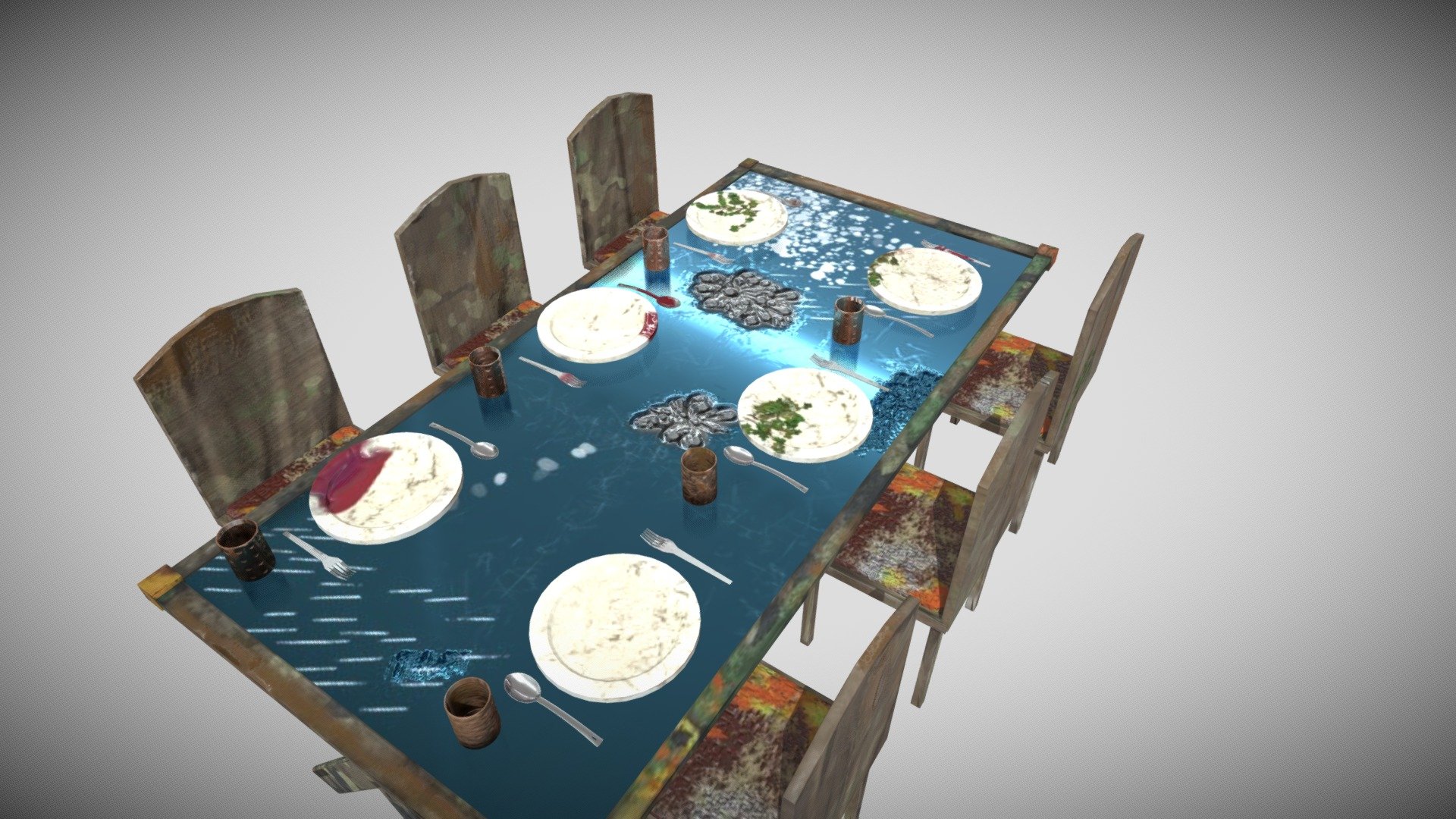 old rust dining table - 3D model by paramesh08 [b7c34be] - Sketchfab