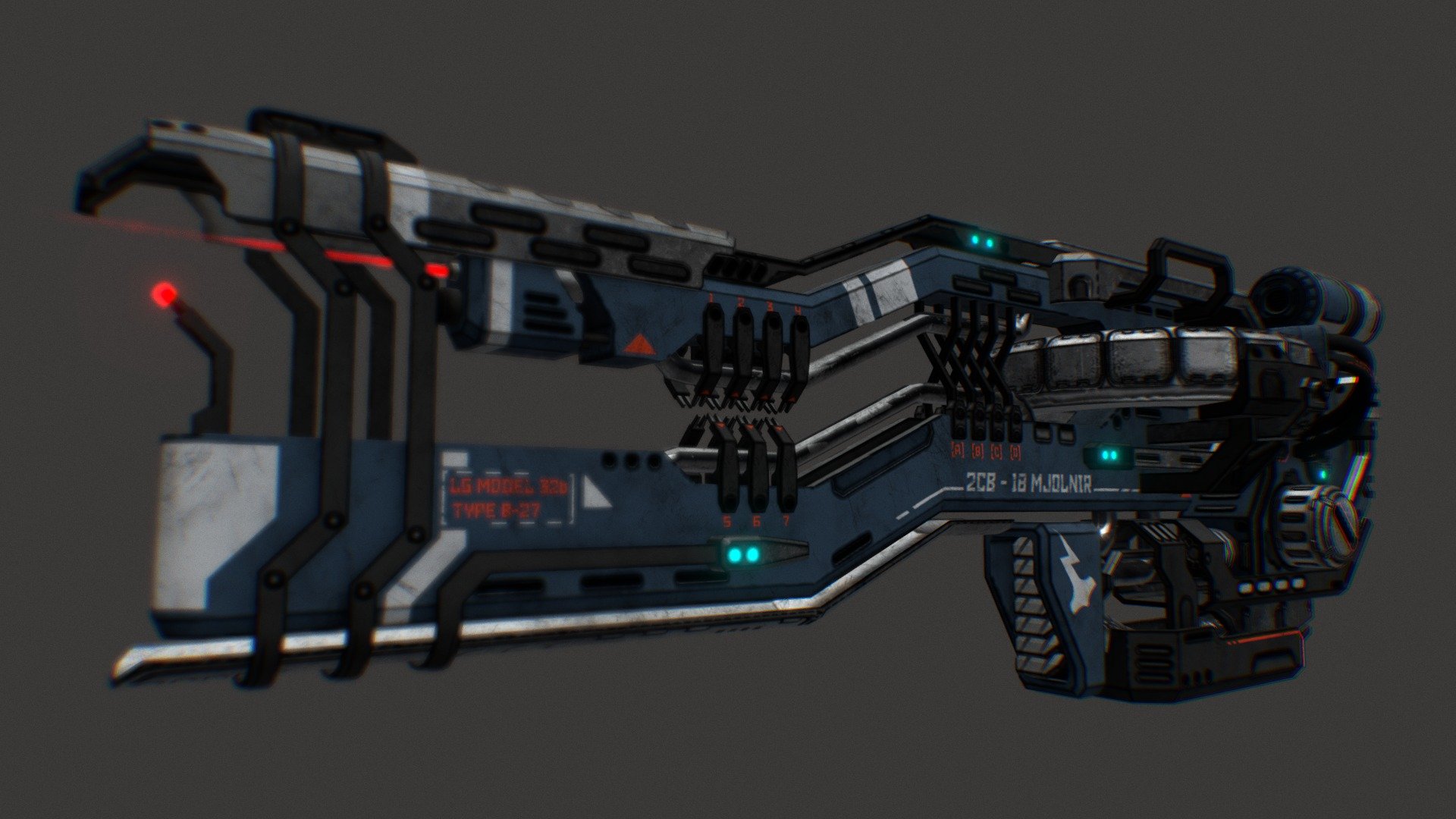 "Mjölnir" Lightning Gun - 3D model by Vortexcordis [b7e80a9] - Sketchfab