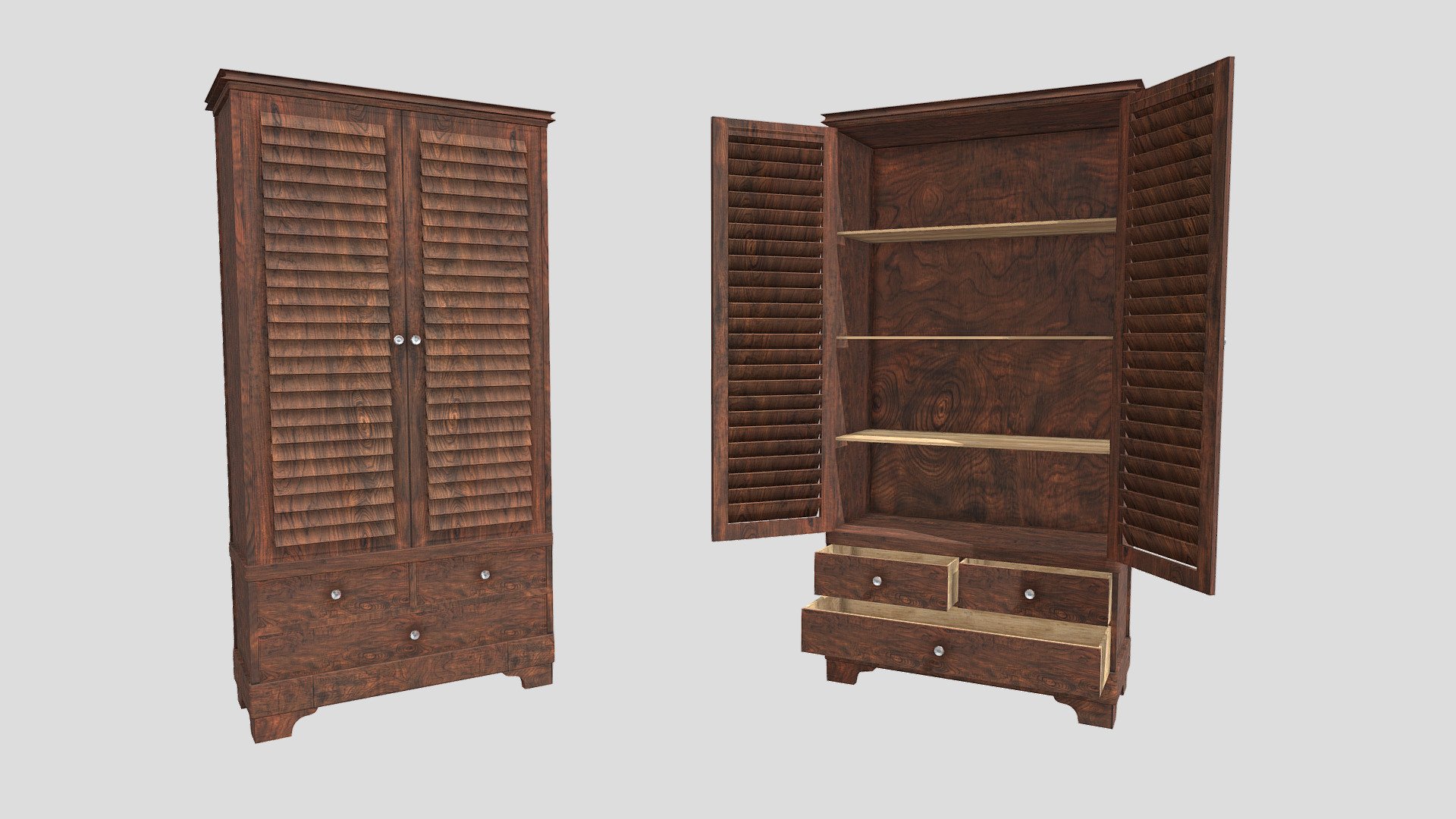 Shutter Cabinet - Colonial Style - 3D model by Edouard Sappey-Marinier ...