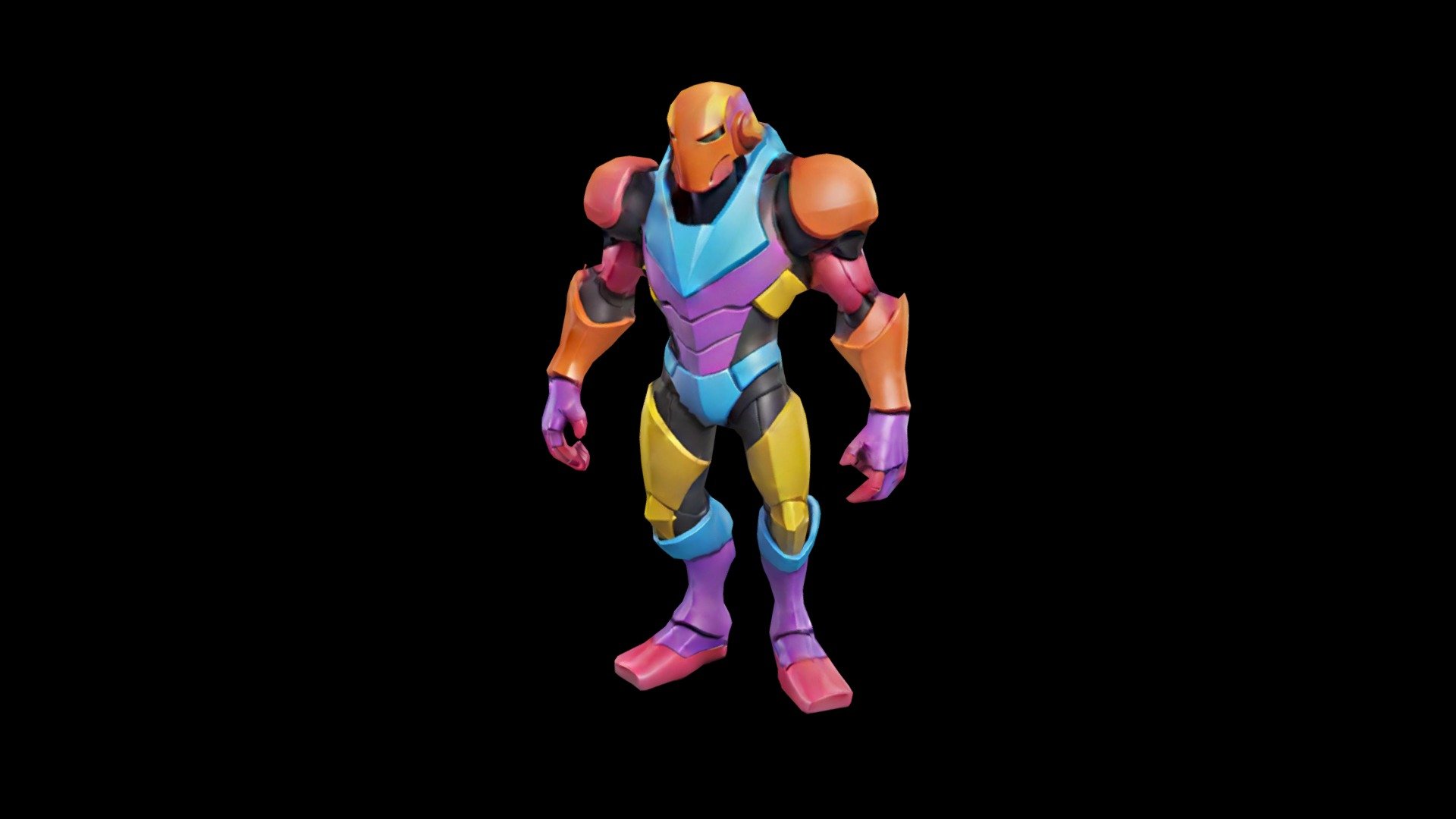 A robot with orange, purple, yellow, and pink co - Download Free 3D ...