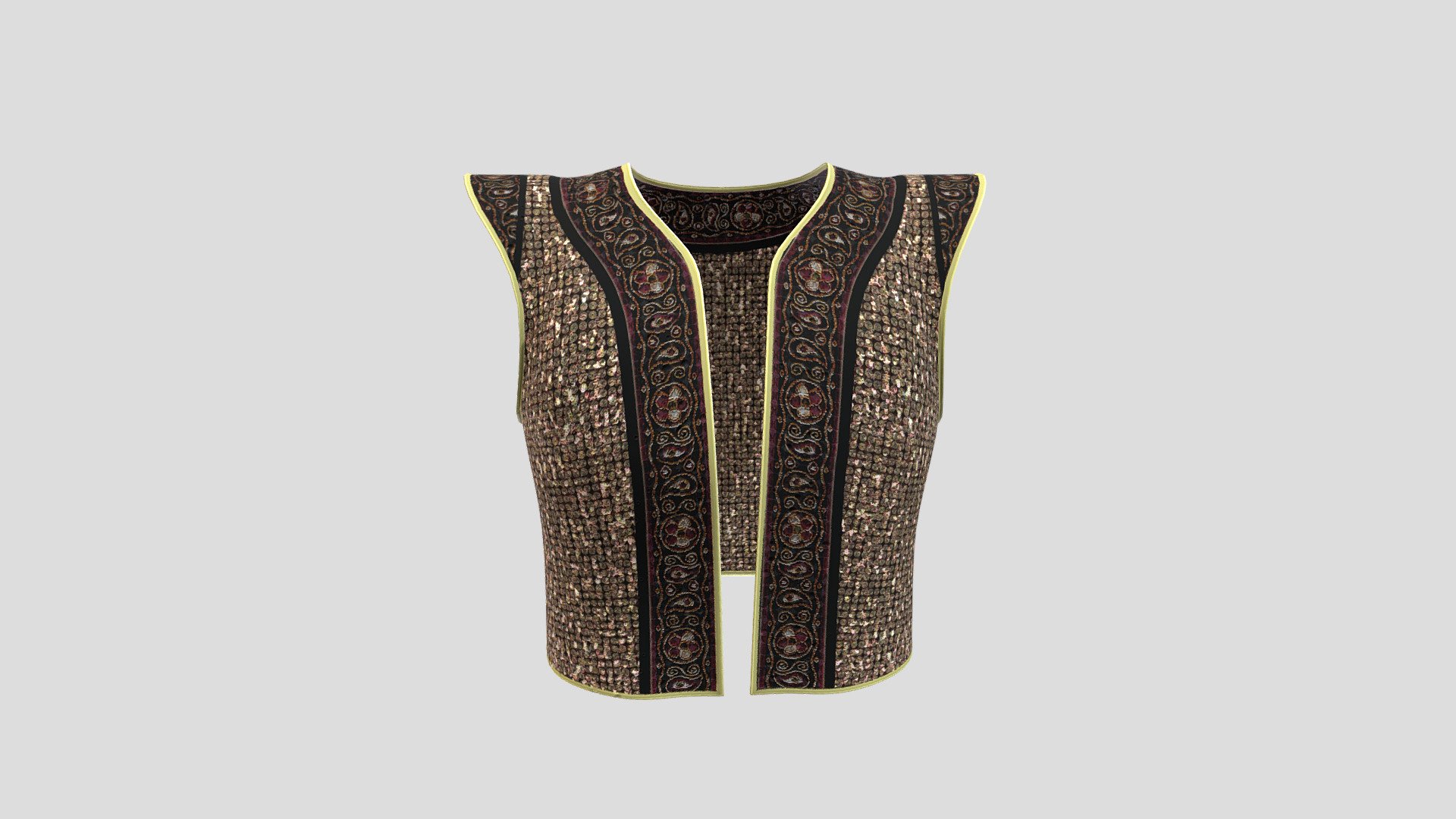 Men's Modern Arabian Night Crop Vest Jacket - Buy Royalty Free 3D model ...