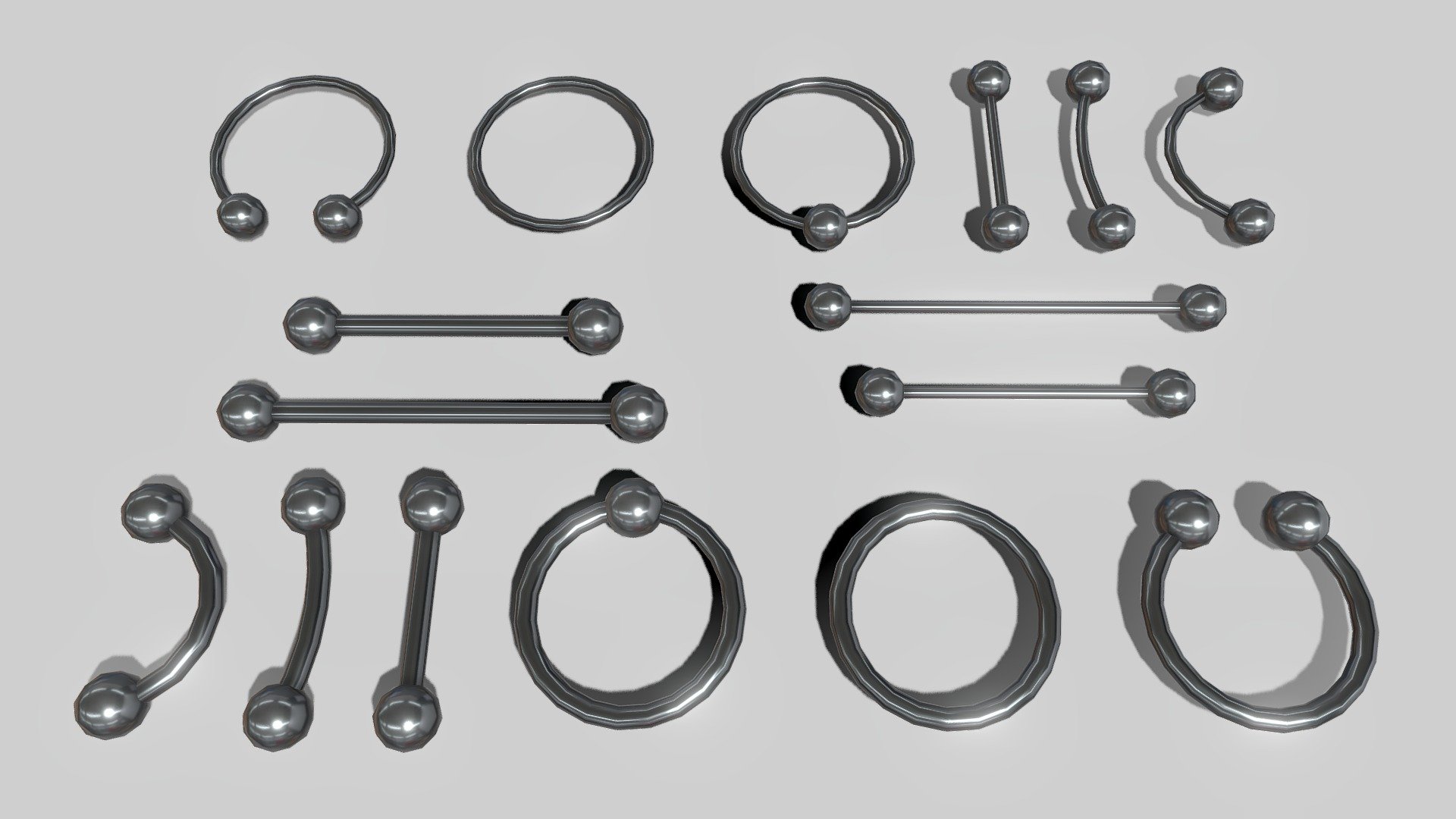 Piercing / Earring Set Simple Lowpoly - Buy Royalty Free 3D model by ...