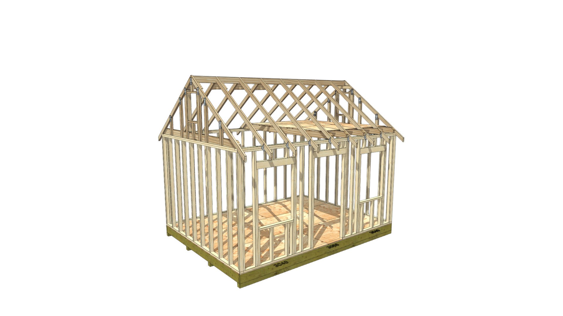 12x16 Gable 9/12 Roof Pitch - 3D model by shedking [b818c82] - Sketchfab