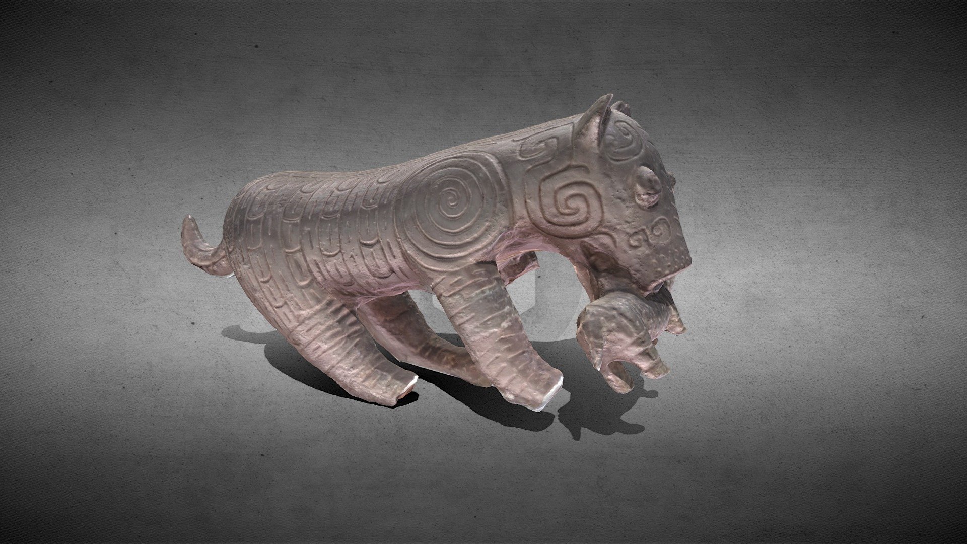 Copper tiger with a child in its mouth - 3D model by Tigershill ...