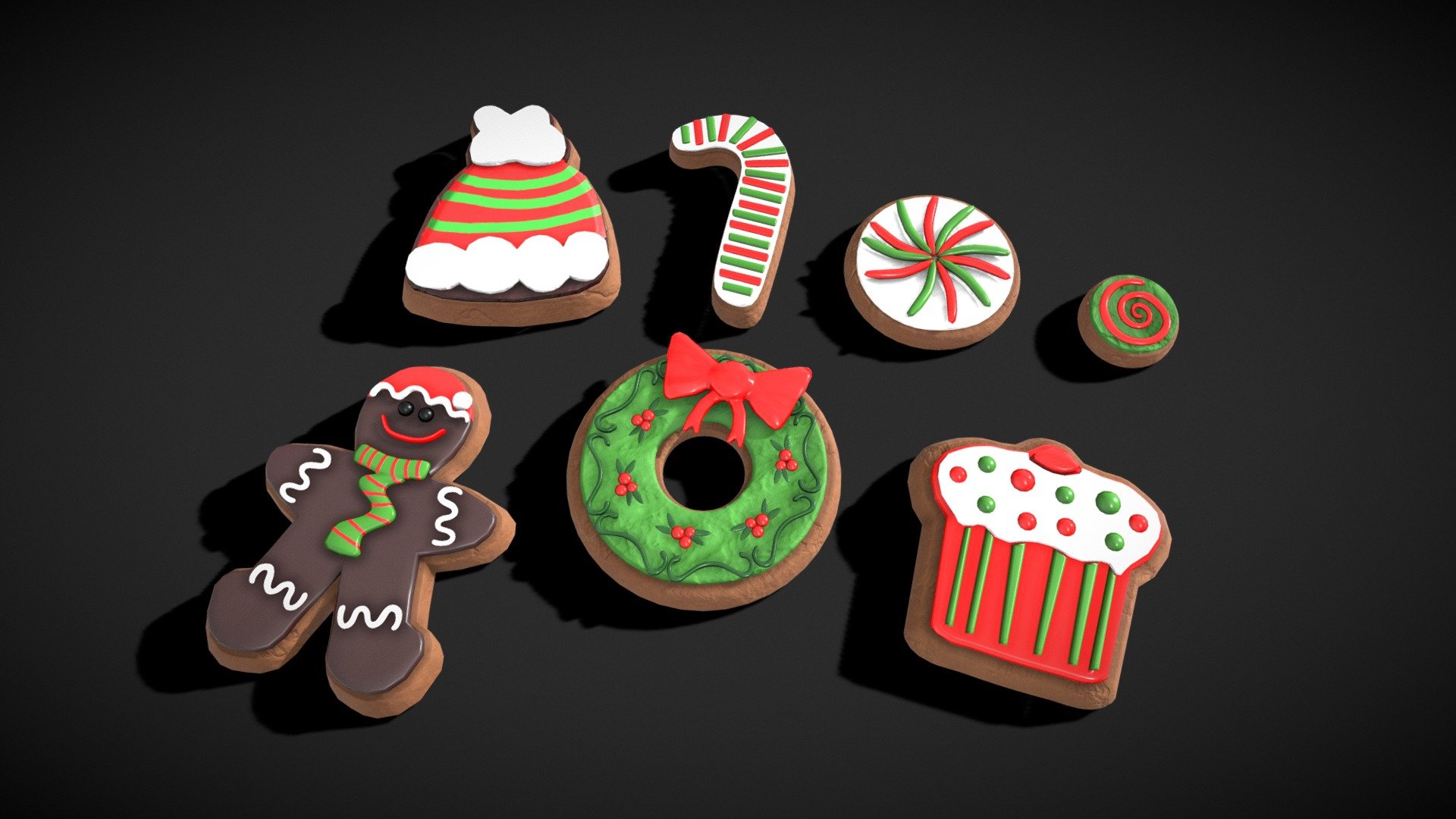 Festive Christmas Cookies - Buy Royalty Free 3D model by ...