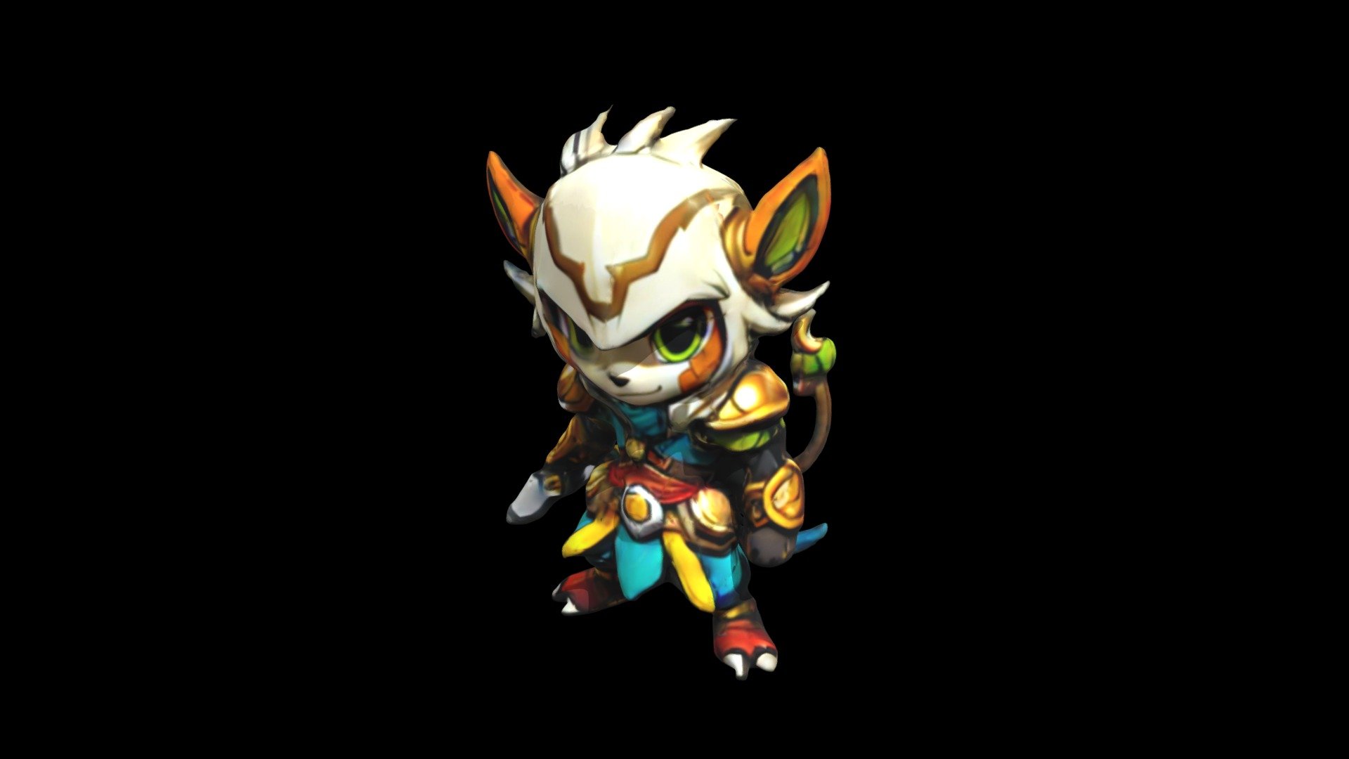 Cartoon character of a warrior fox with green ey - Download Free 3D ...