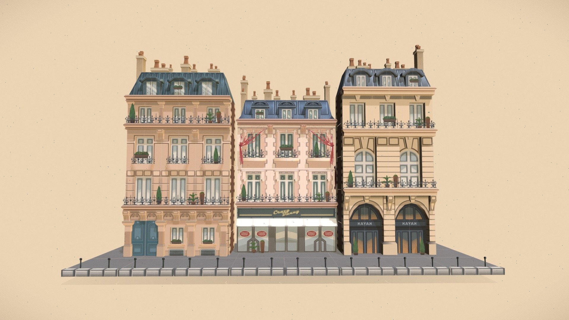 Hausmannian Facade - 3D model by melanieguo [b82437b] - Sketchfab
