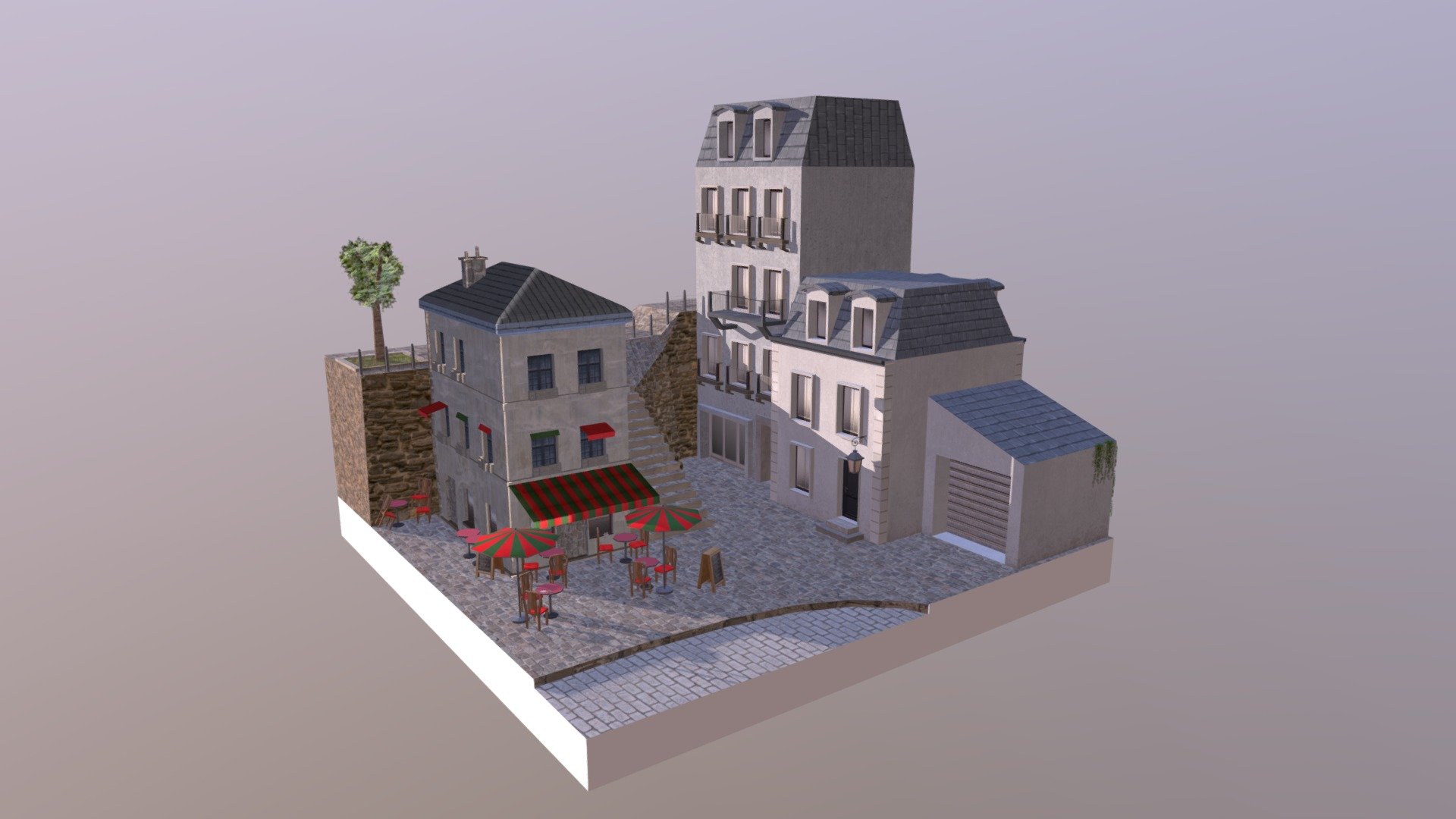 City Scene Paris - 3D model by JorenDresselaers [b849579] - Sketchfab