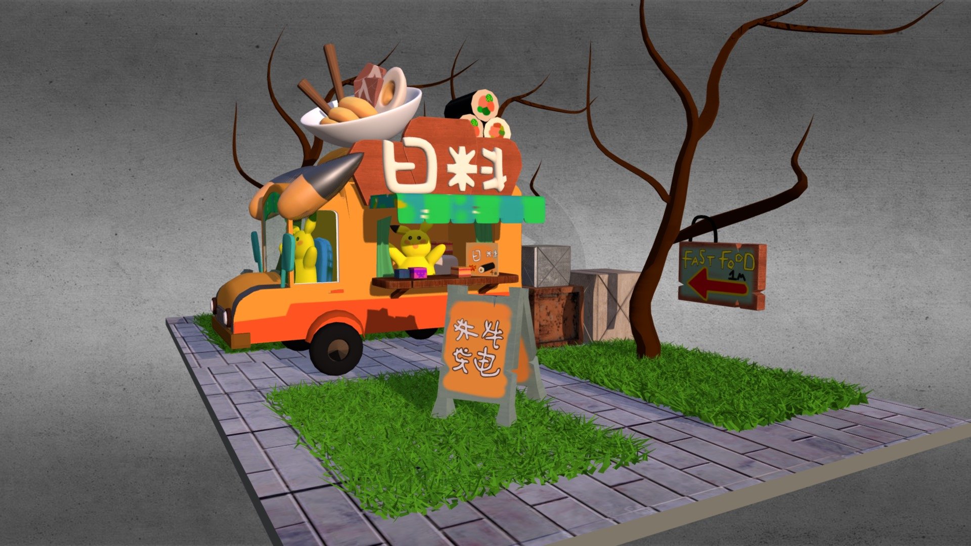 Pikachu sushi car Game dev - 3D model by ashimovazhaan [b84ddb5 ...