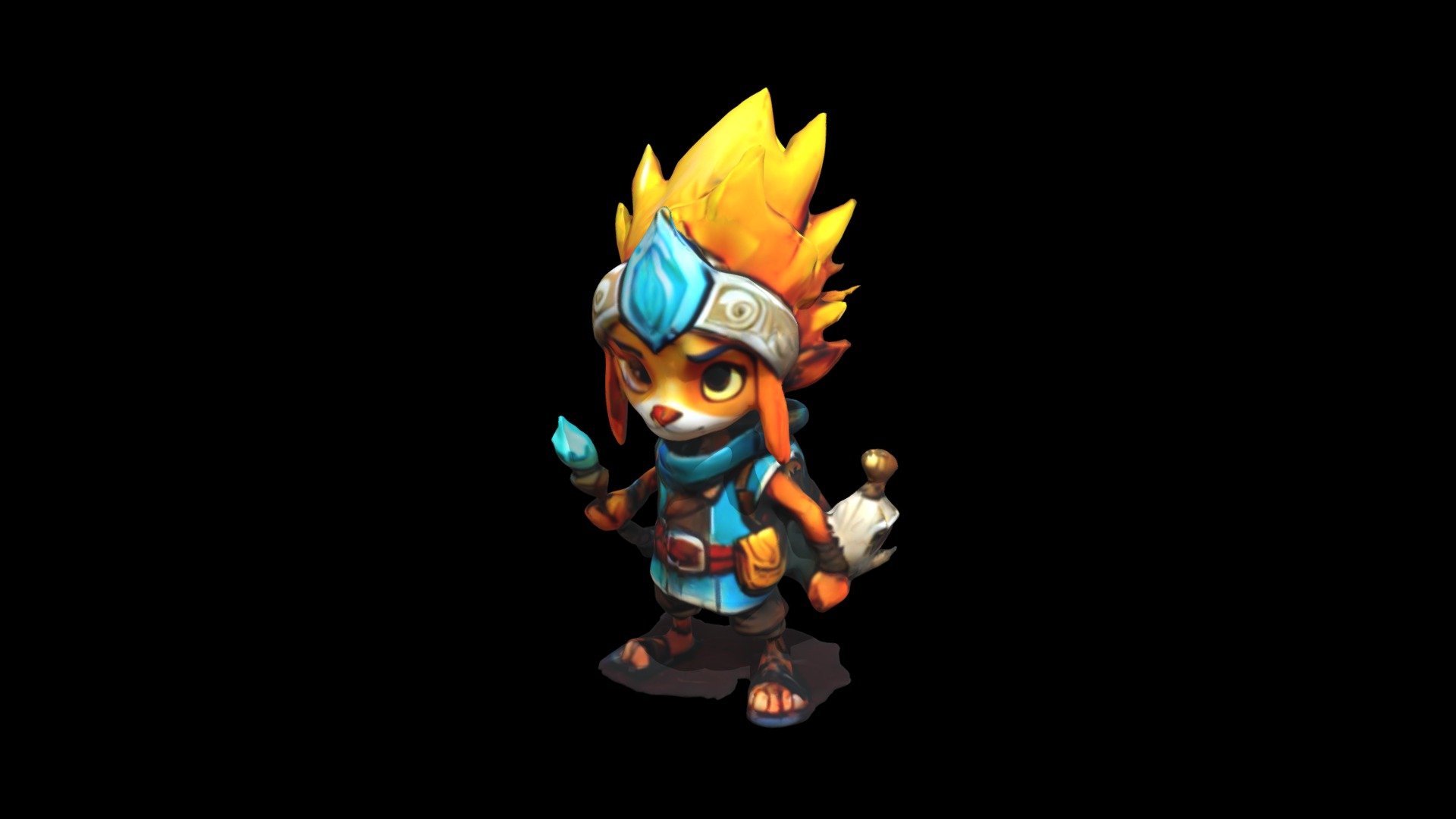 a cartoon character with a torch in his hand - Download Free 3D model ...