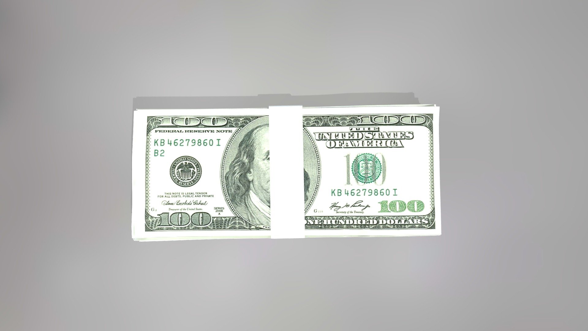 Realistic 3D Model of Stacked 100 Dollar Bills - 3D model by ...