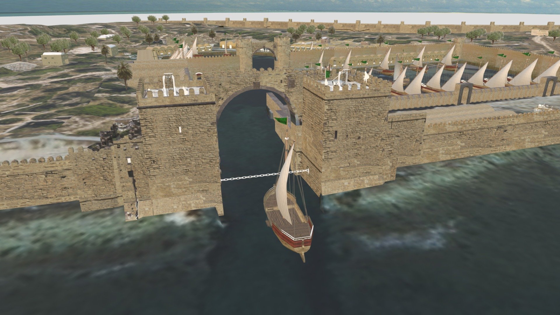 Le Cothon (port) de Mahdia à l'époque Fatimide - Buy Royalty Free 3D ...