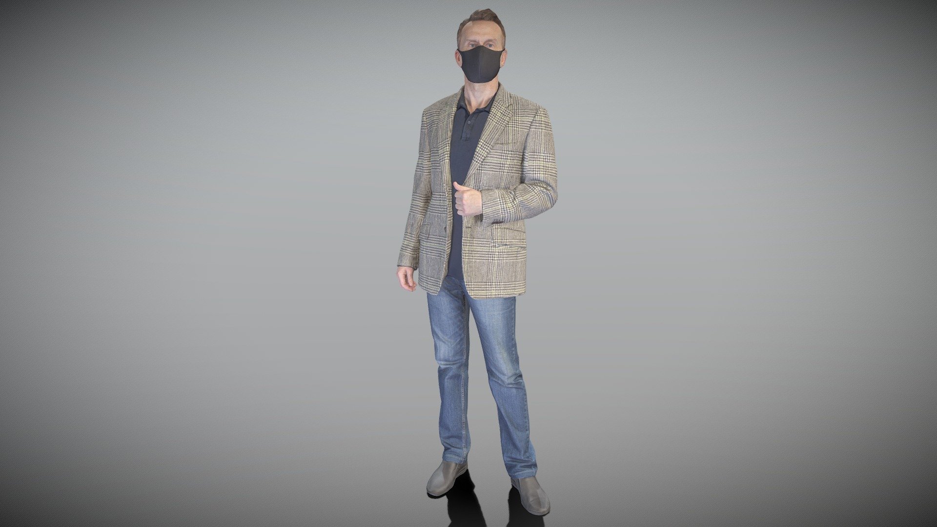 Man in casual clothes and protective mask 256 - Buy Royalty Free 3D ...